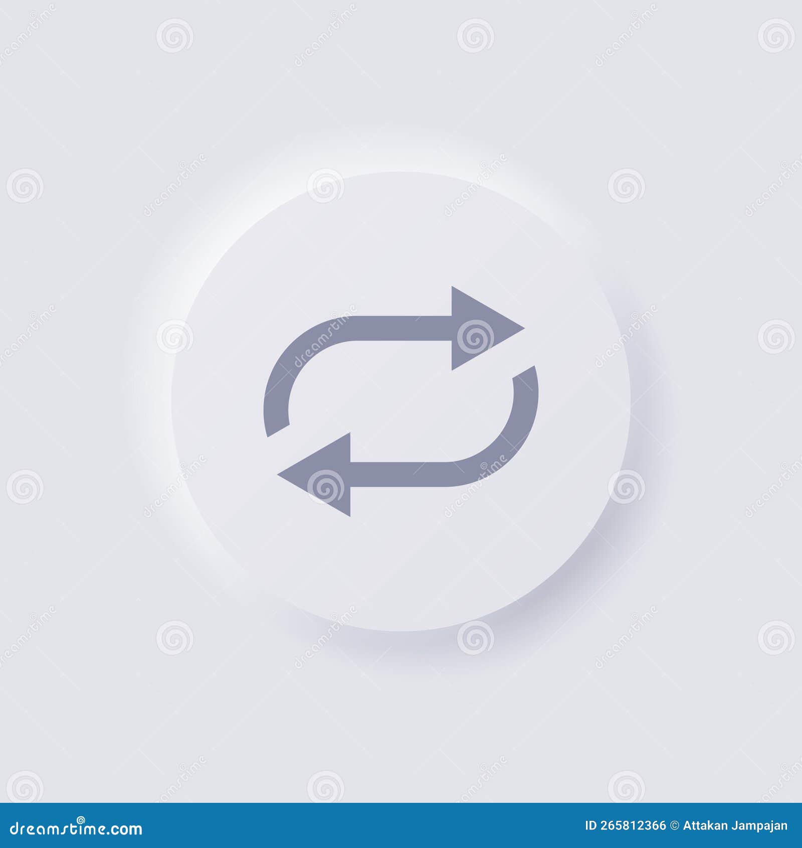 Repeat Button Icon, White Neumorphism Soft UI Design. Stock Vector ...