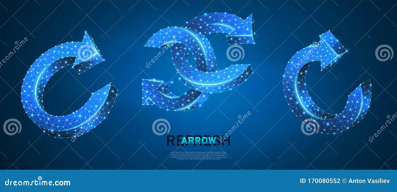 Repeat Circular Arrows Symbol Set. Low Poly, Wireframe, Digital 3d ...