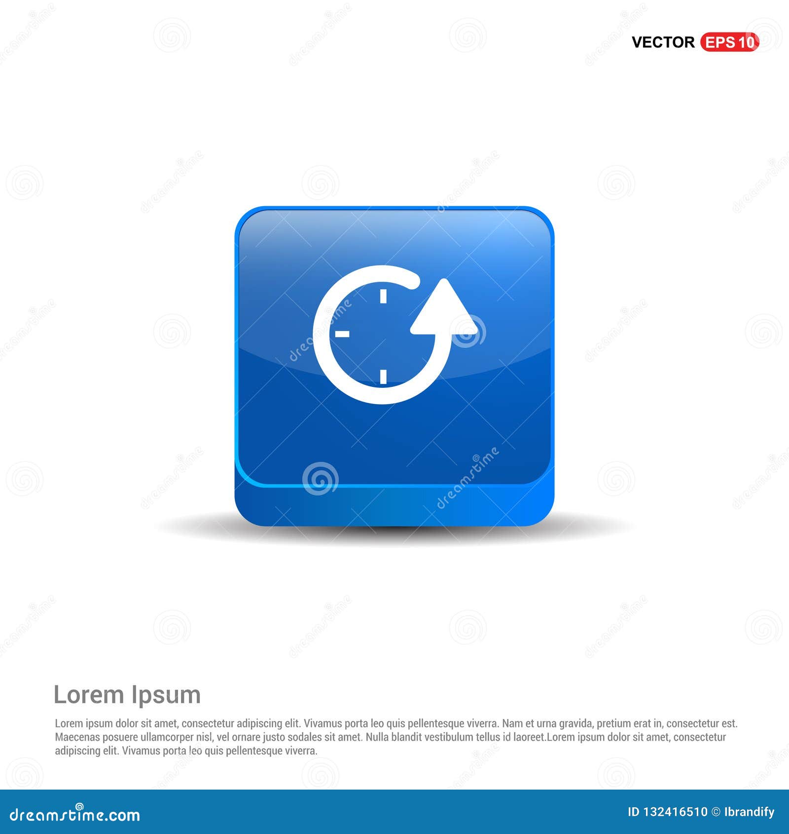 Repeat Clock Icon - 3d Blue Button Stock Vector - Illustration of sign ...