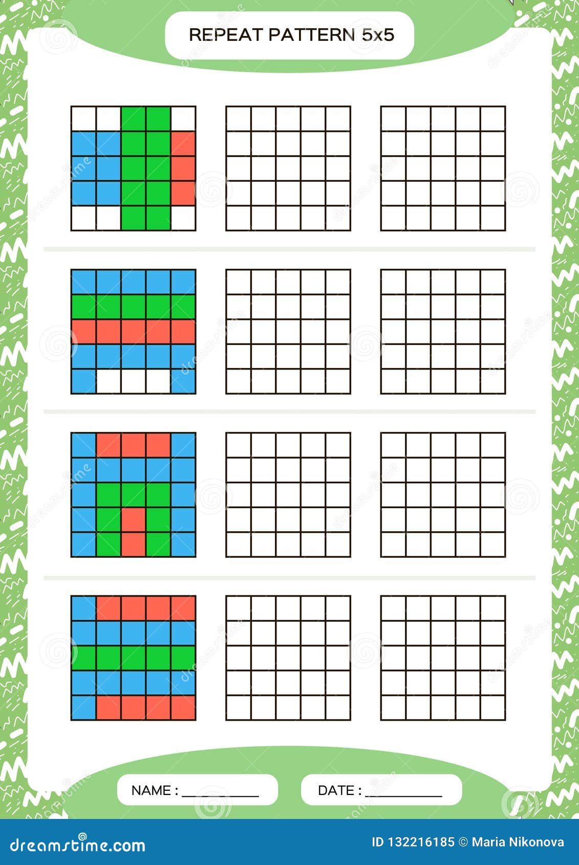 Repeat Colorful Pattern. Cube Grid with Squares. Special for Preschool Kids Stock Vector ...