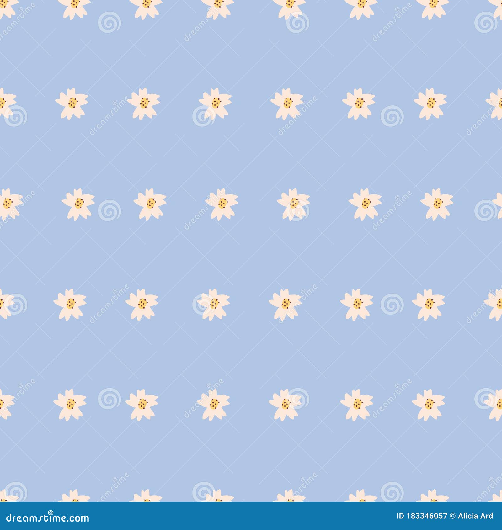 Repeat Daisy Flower Pattern with Blue Background. Seamless Floral ...