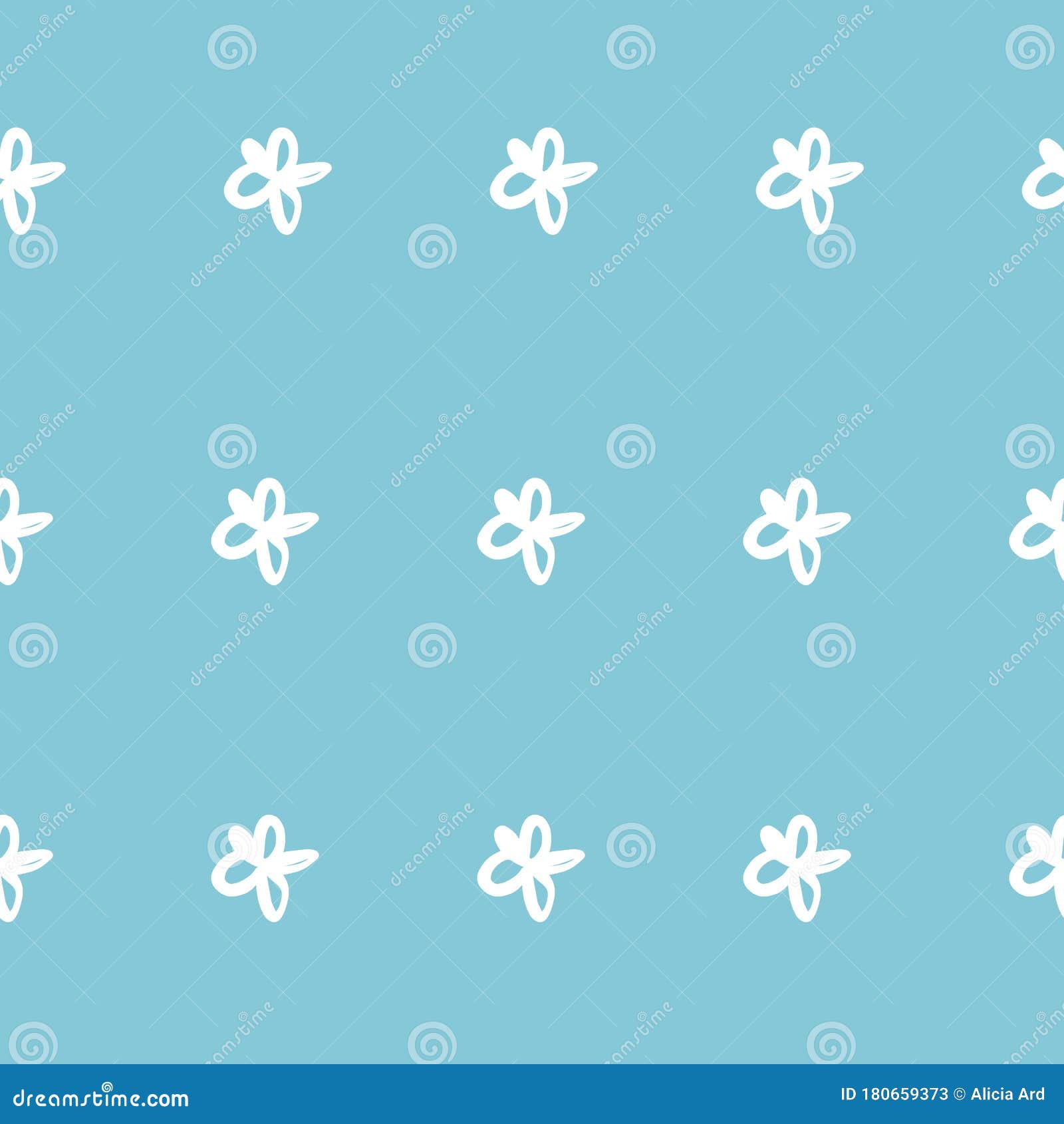Repeat Daisy Flower Pattern with Blue Background. Seamless Floral ...