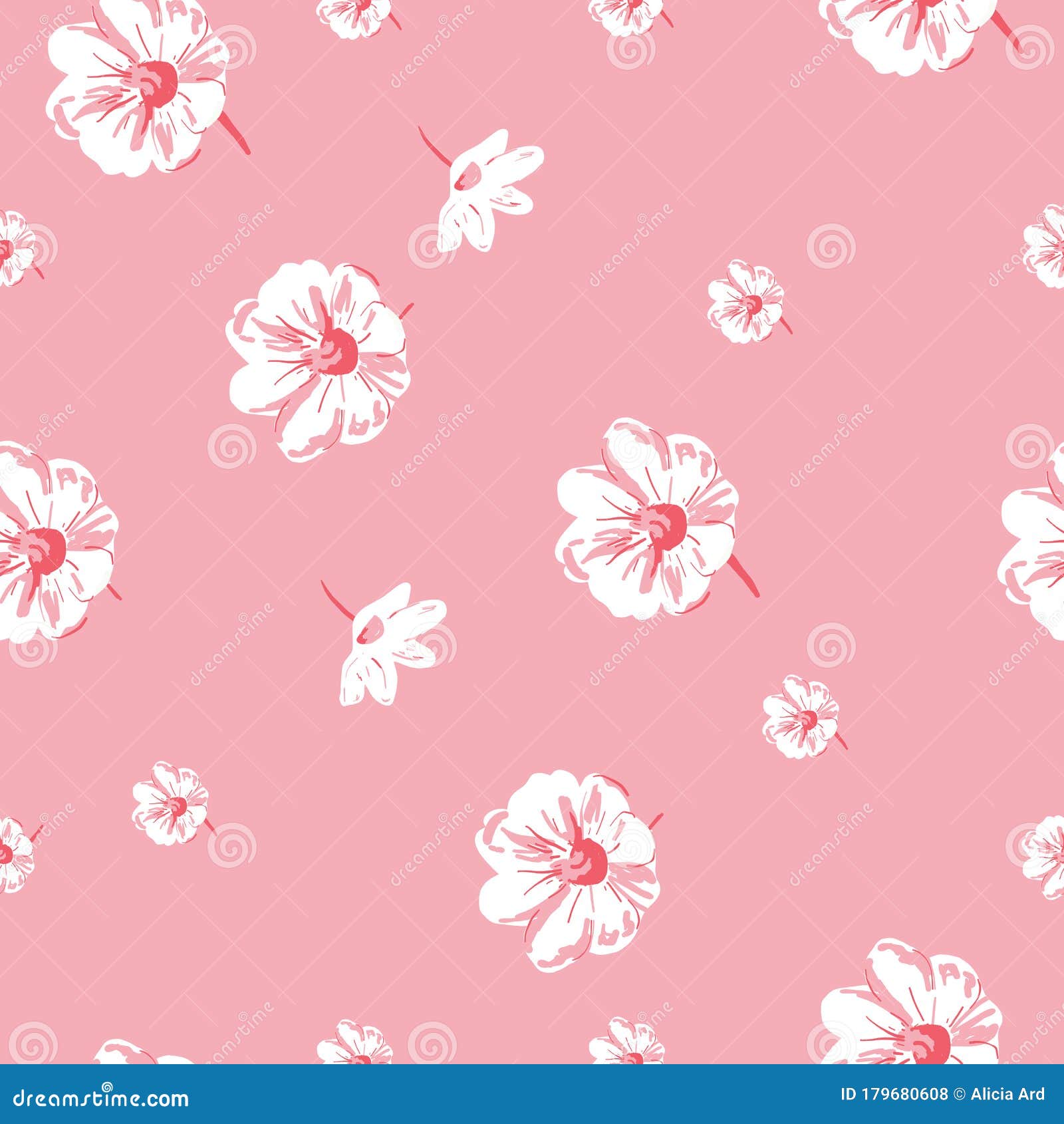 Repeat Daisy Flower Pattern with Pink Background. Seamless Floral ...