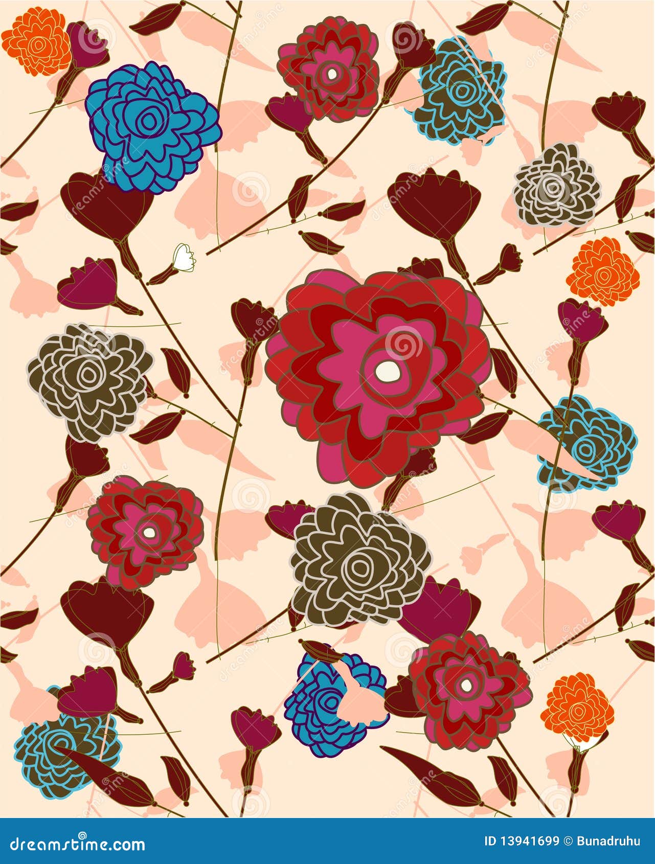 Repeat Floral Pattern Vector Illustration | CartoonDealer.com #68849360