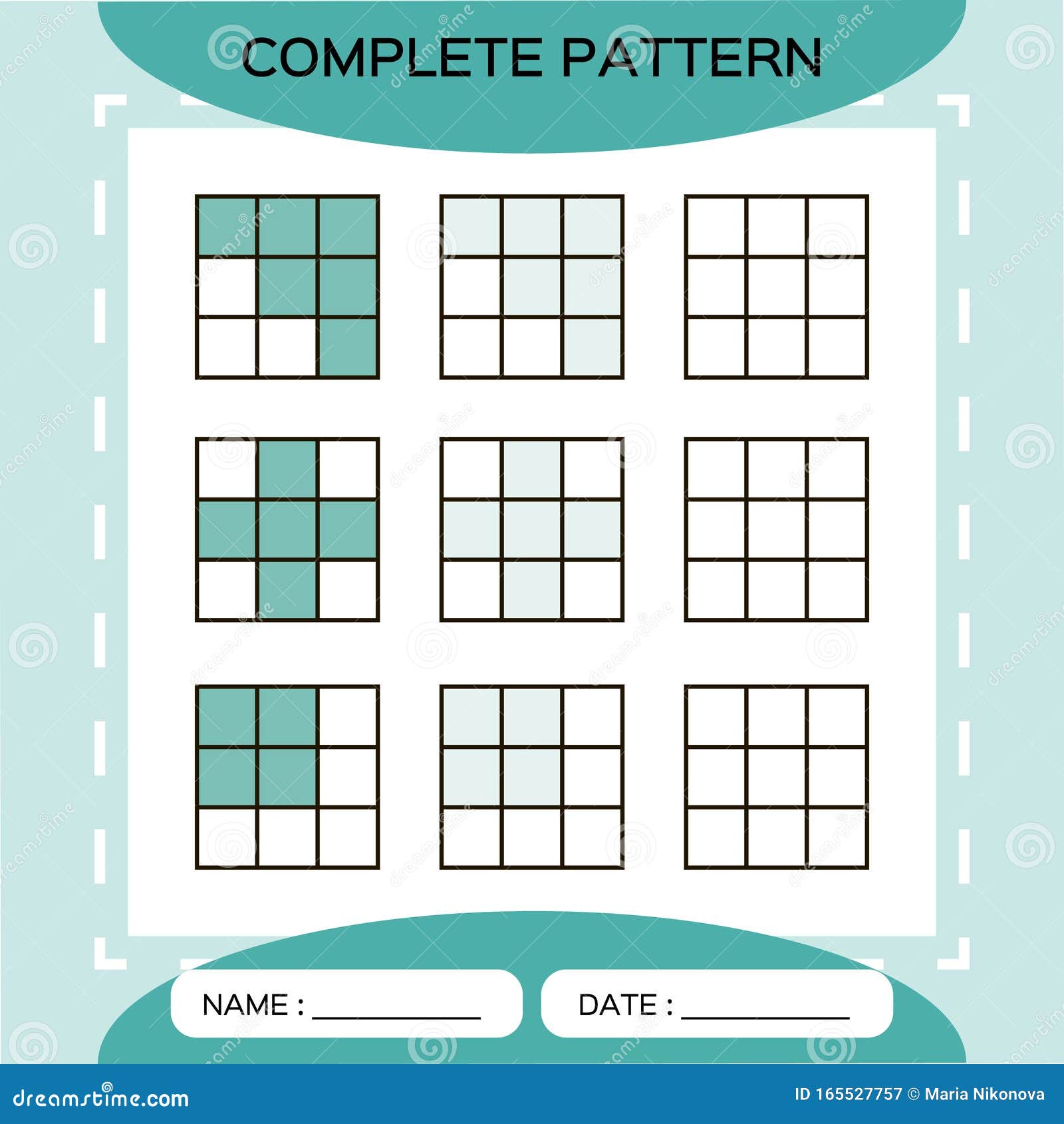 Repeat Green Pattern. Cube Grid with Squares. Special for Preschool ...