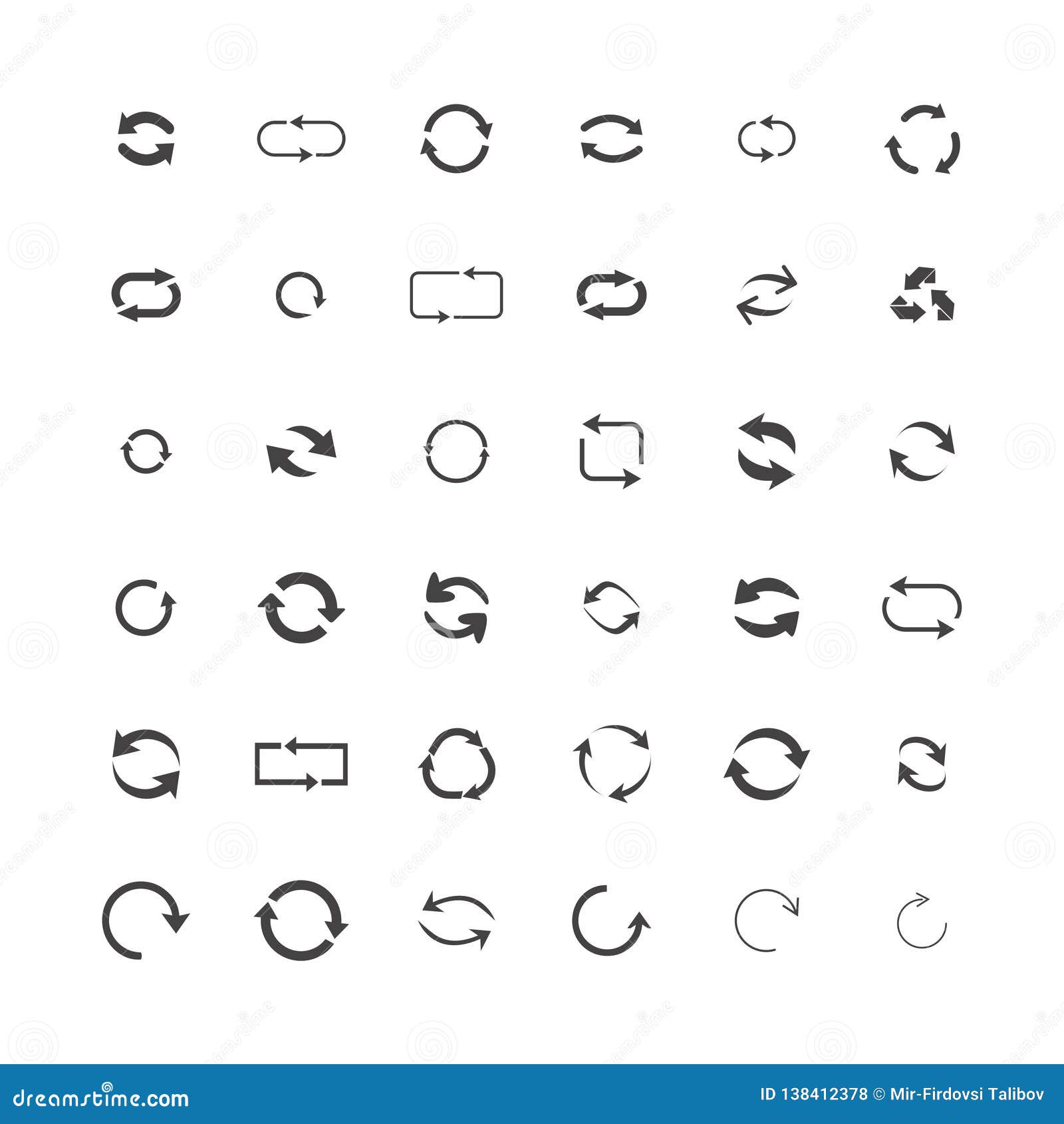 Repeat Icons Set. Set of 36 Refresh Filled Icons Such As Reload, Update ...