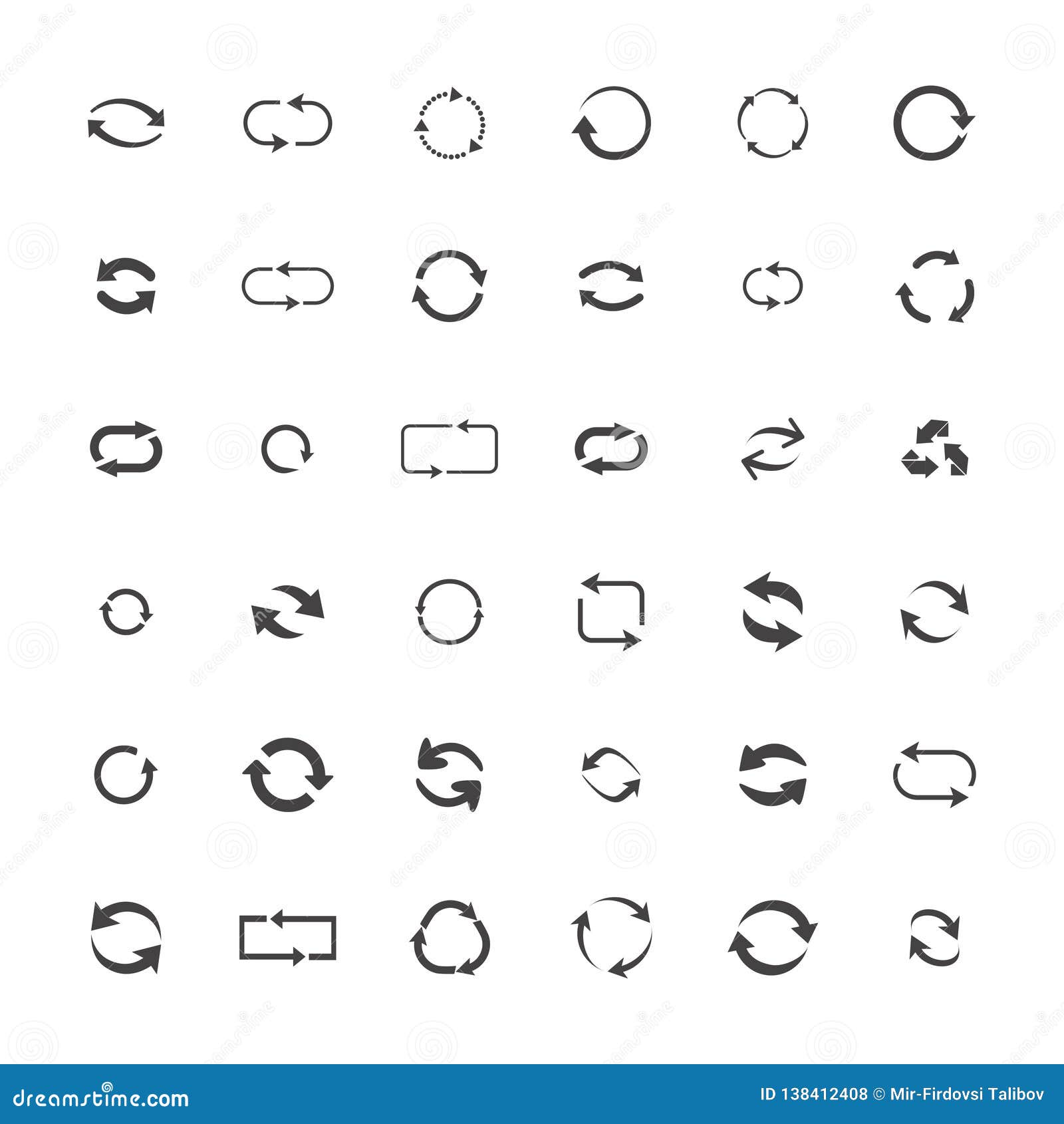 Repeat Icons Set. Set of 36 Refresh Filled Icons Such As Reload, Update ...