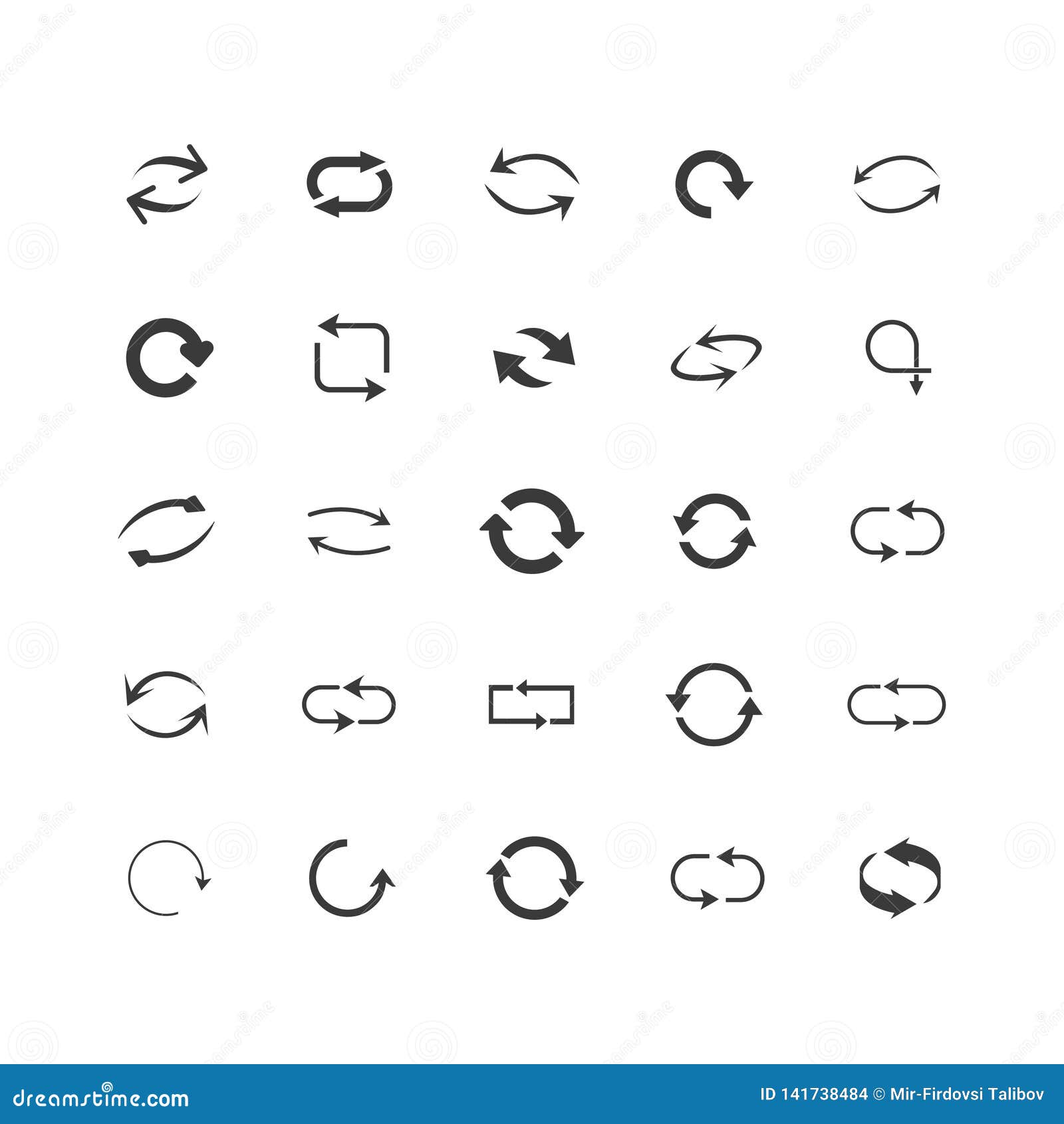Repeat Icons Set. Set of 25 Refresh Filled Icons Such As Reload, Update ...
