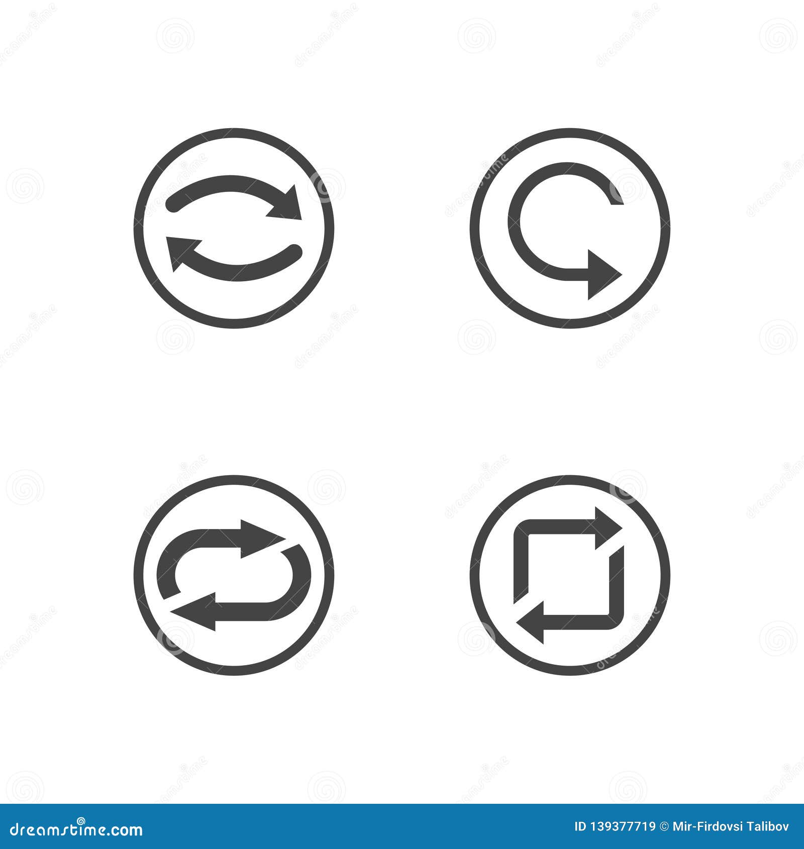 Repeat Icons Set. Set of 4 Refresh Filled Icons Such As Reload, Update, Reload, Replay, Loading ...