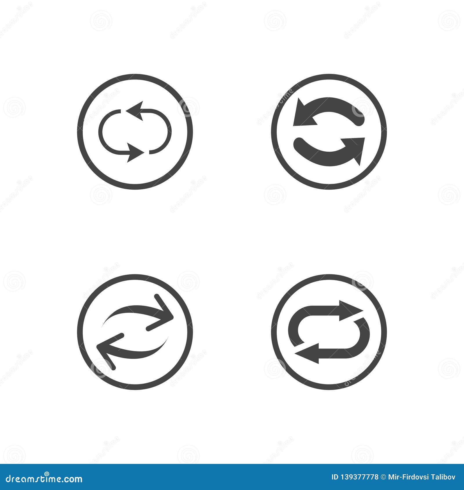 Repeat Icons Set. Set of 4 Refresh Filled Icons Such As Reload, Update, Reload, Replay, Loading ...