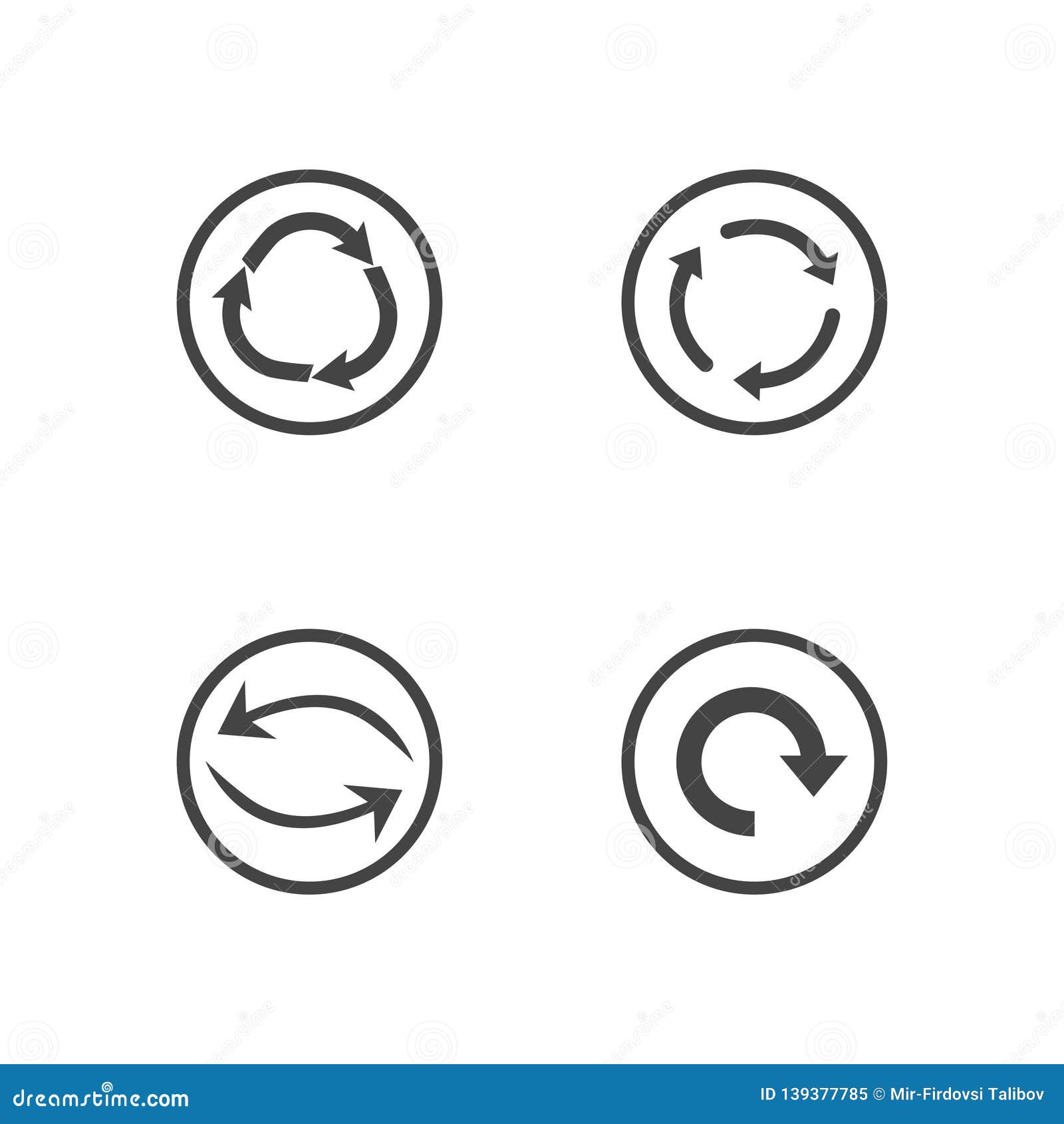 Repeat Icons Set. Set of 4 Refresh Filled Icons Such As Reload, Update, Reload, Replay, Loading ...