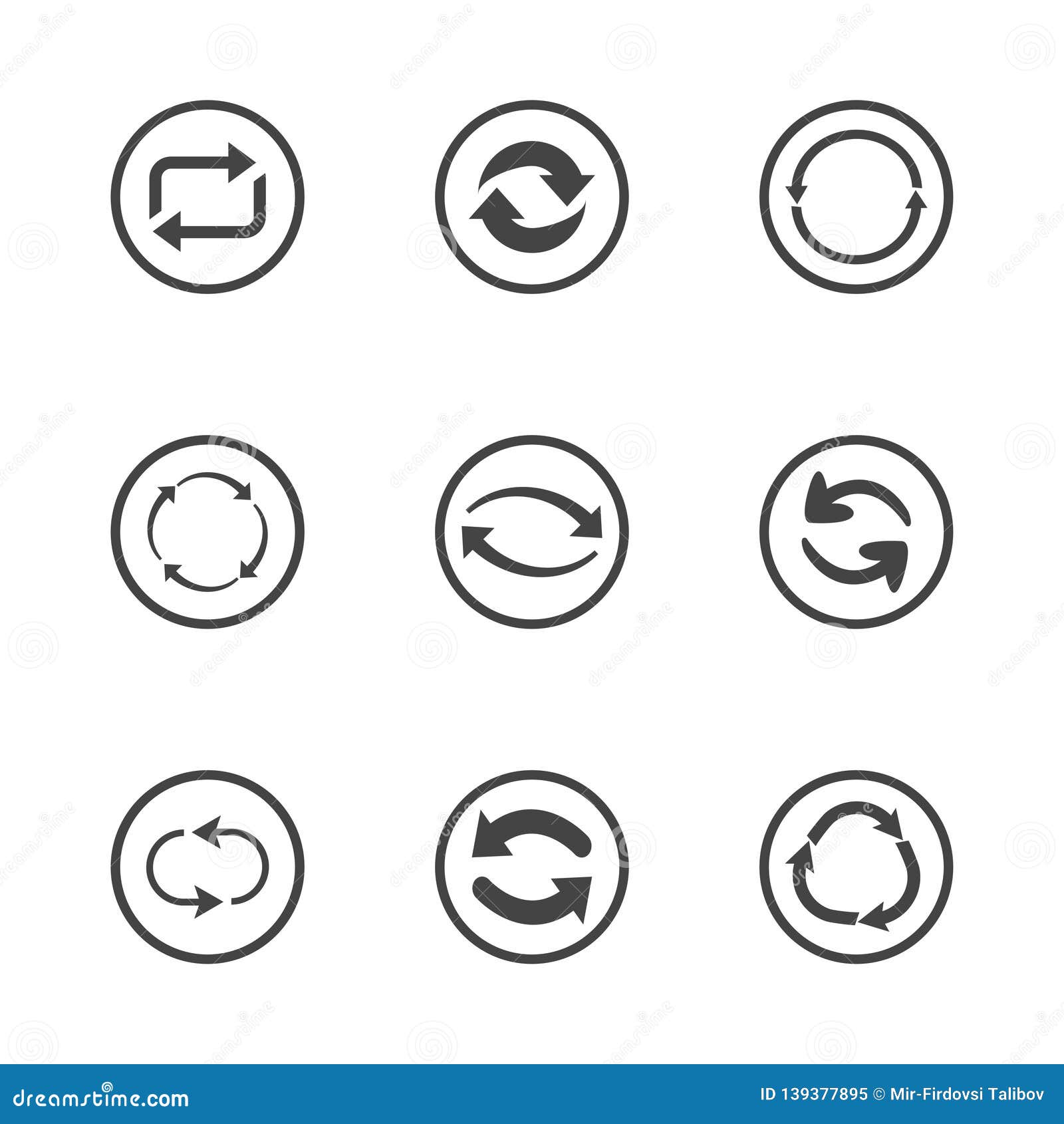 Repeat Icons Set. Set of 9 Refresh Filled Icons Such As Reload, Update, Reload, Replay, Loading ...