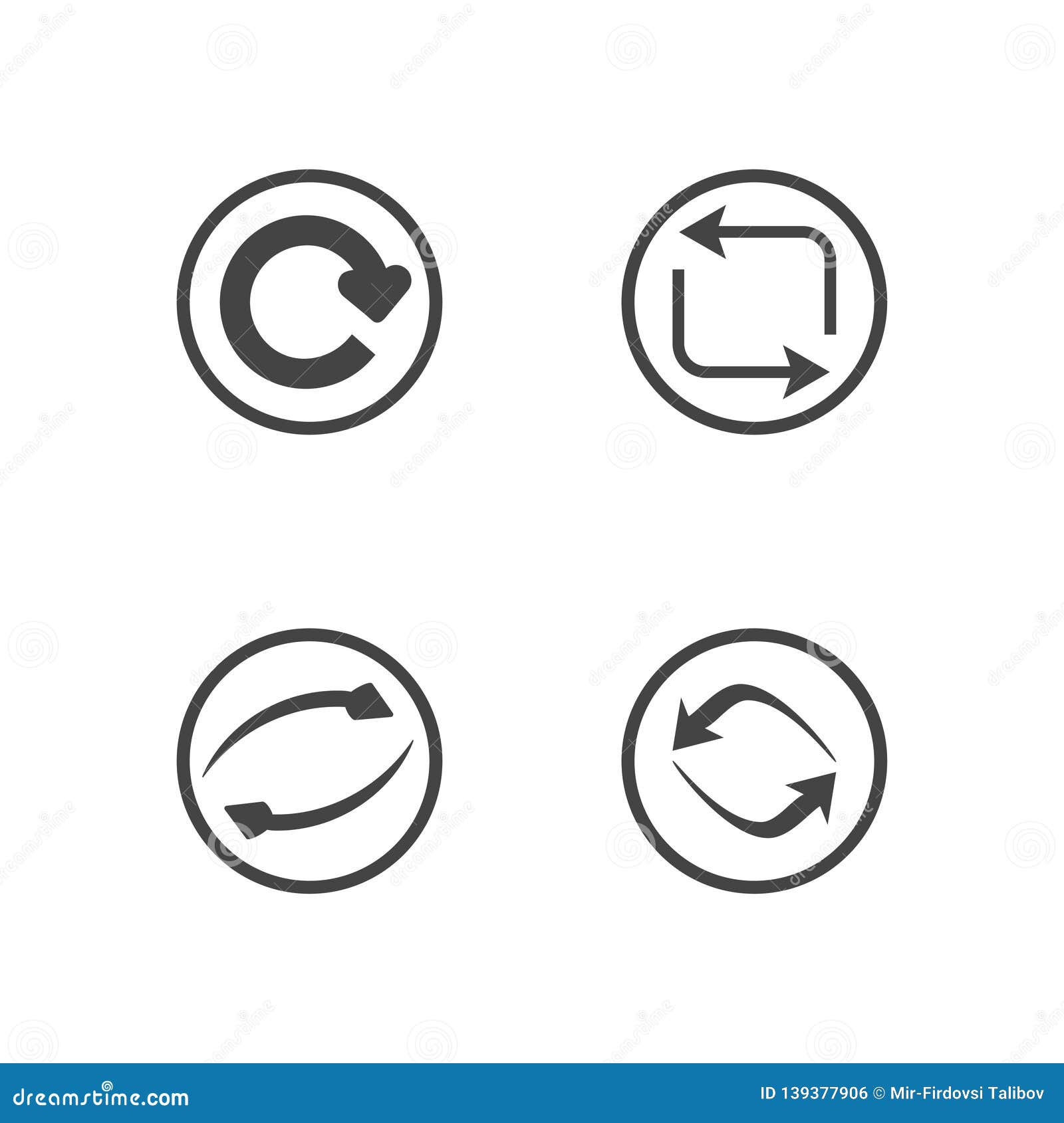 Repeat Icons Set. Set of 4 Refresh Filled Icons Such As Reload, Update, Reload, Replay, Loading ...