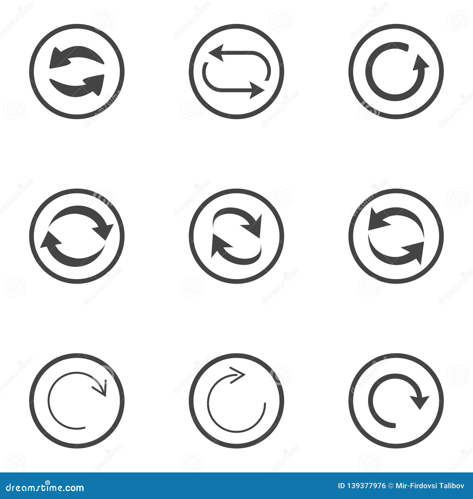 Repeat Icons Set. Set of 9 Refresh Filled Icons Such As Reload, Update, Reload, Replay, Loading ...