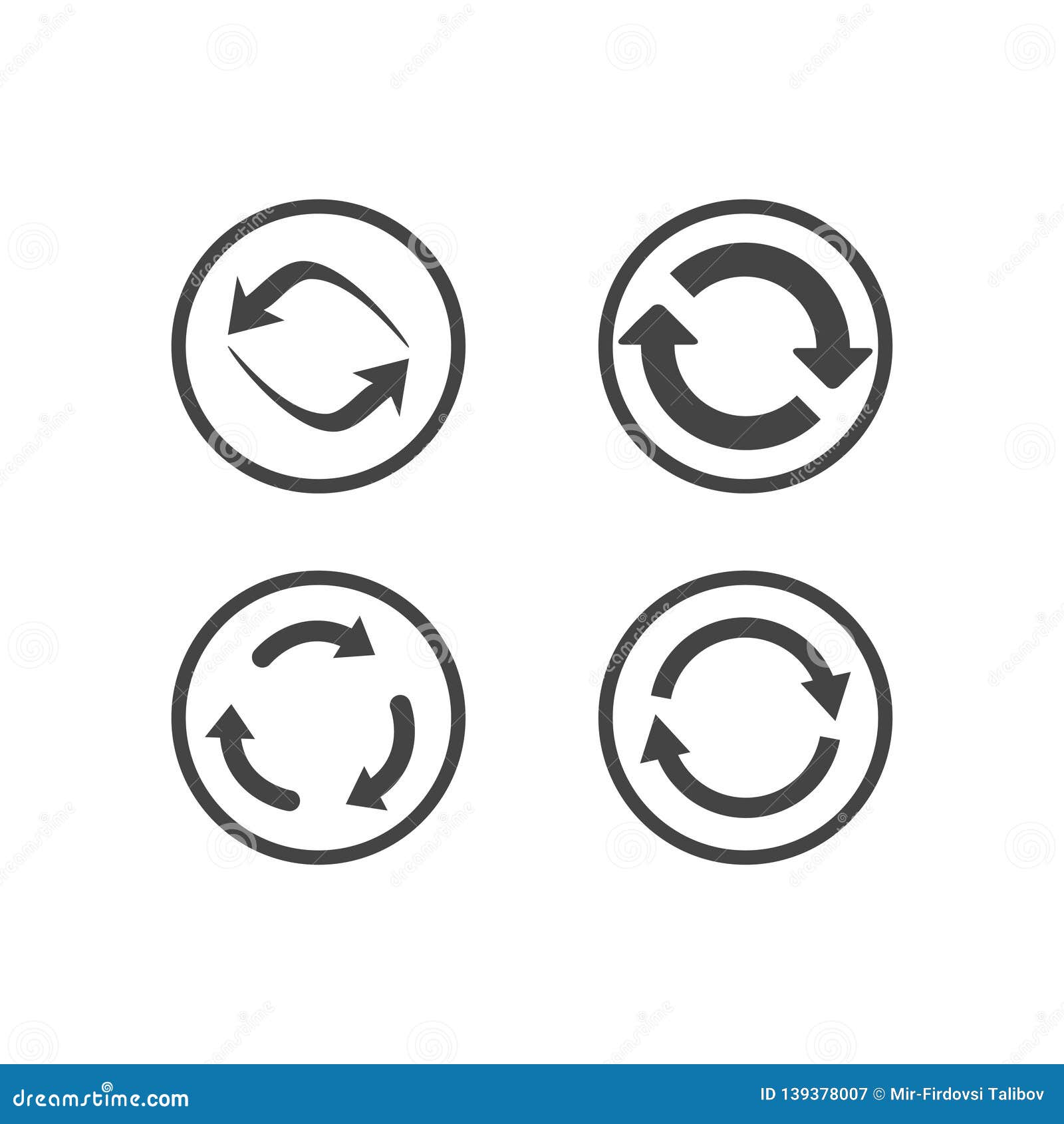 Repeat Icons Set. Set of 4 Refresh Filled Icons Such As Reload, Update, Reload, Replay, Loading ...