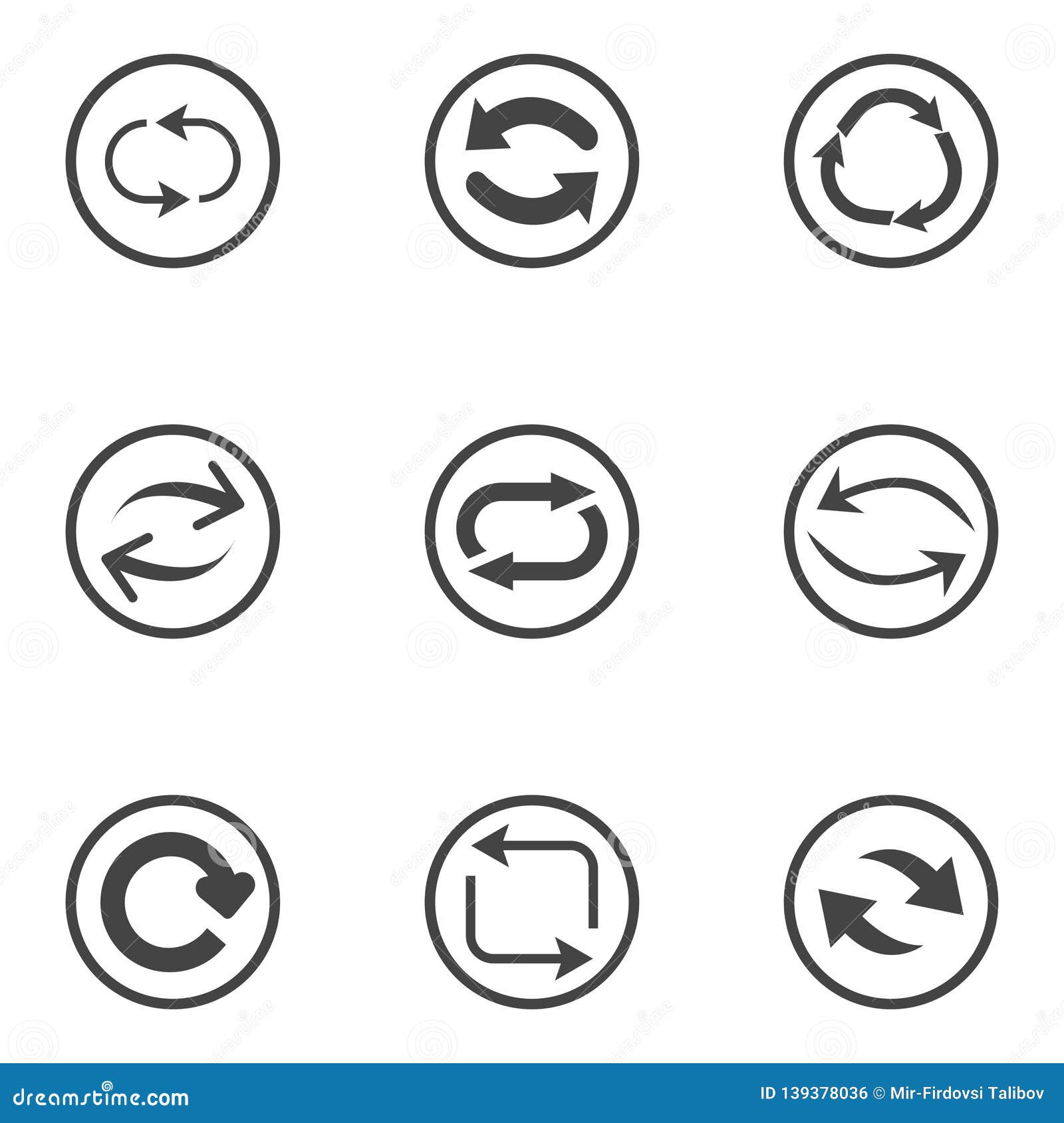 Repeat Icons Set. Set of 9 Refresh Filled Icons Such As Reload, Update, Reload, Replay, Loading ...