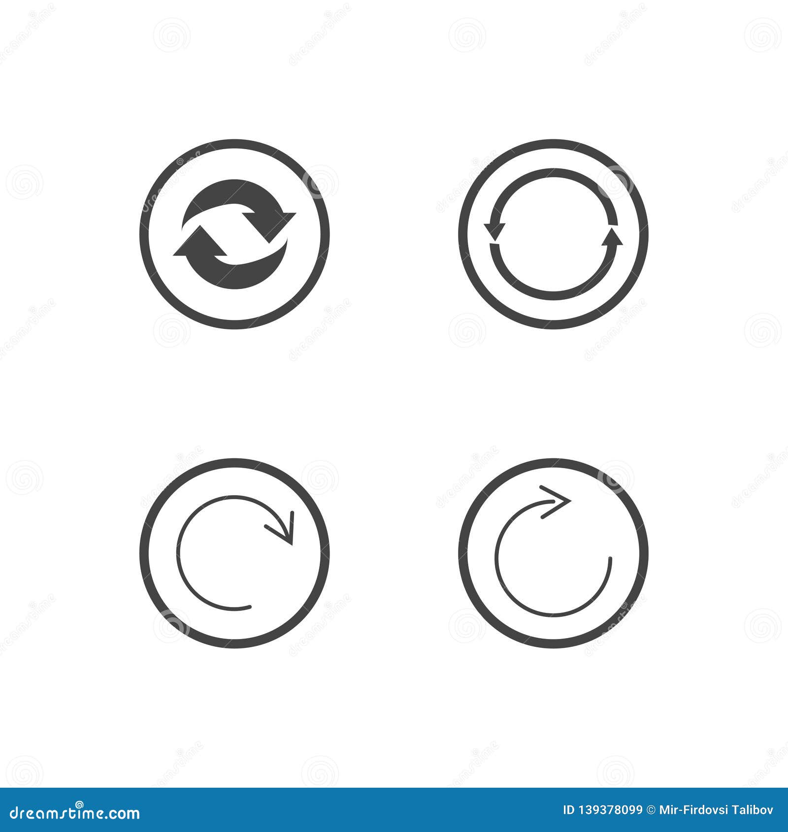 Repeat Icons Set. Set of 4 Refresh Filled Icons Such As Reload, Update, Reload, Replay, Loading ...