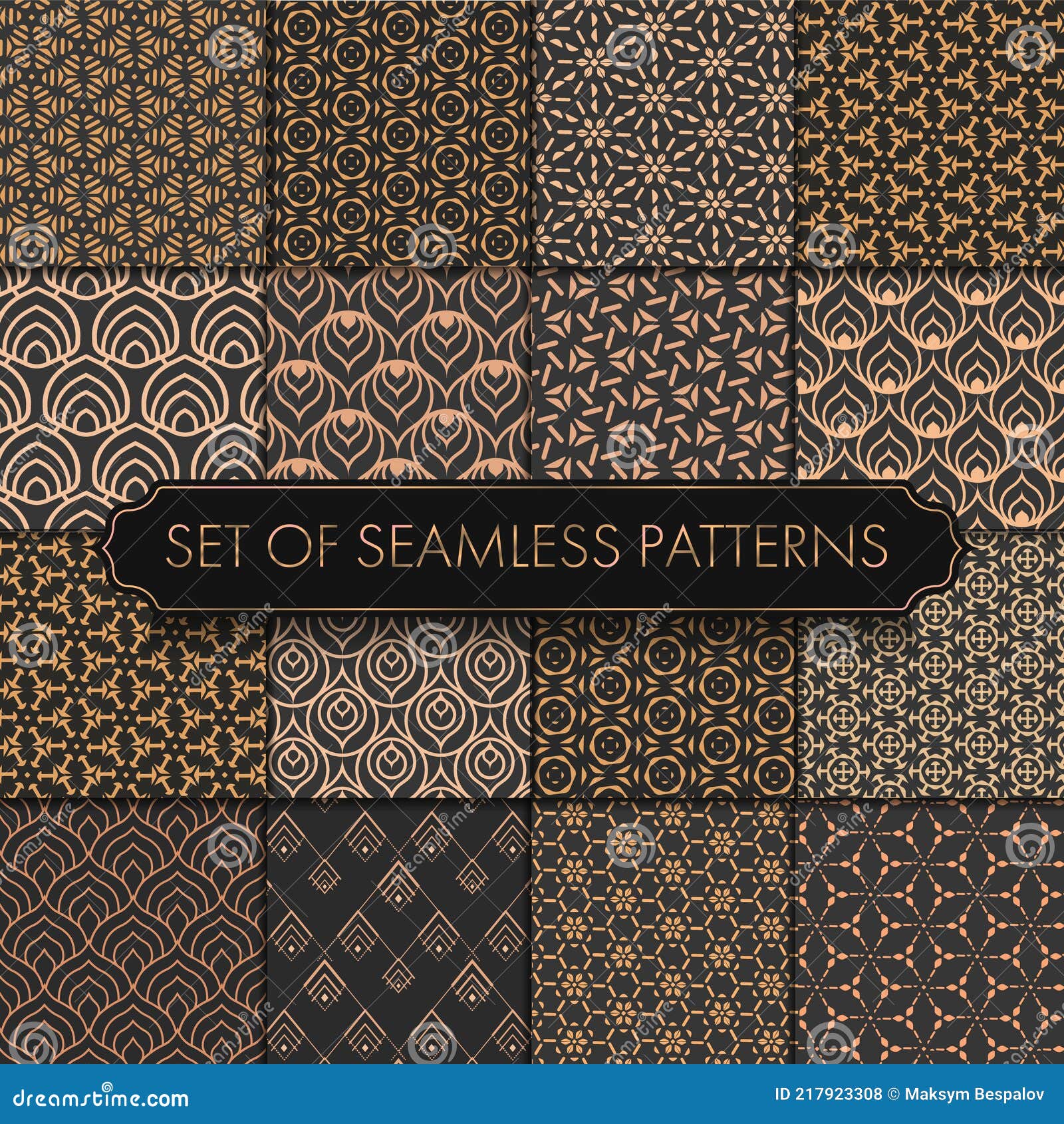 Repeat Ornament Graphic Gold Repeat Pattern. Seamless Linear Vector ...