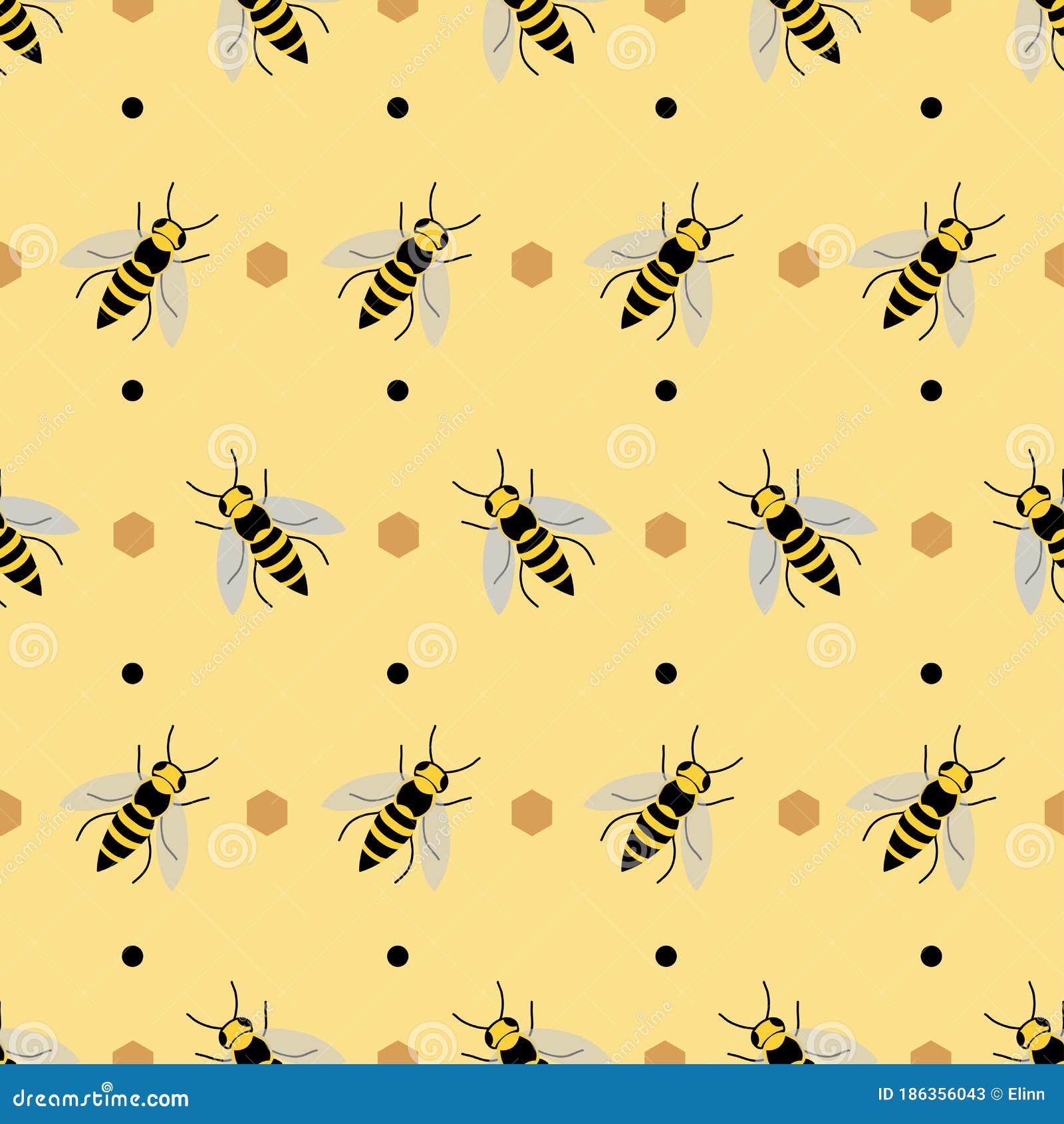 Repeat Pattern with Bee Vector Design Stock Vector - Illustration of ...