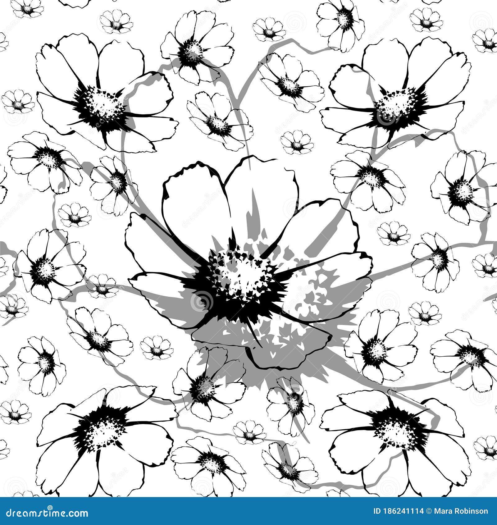 Daisy Silhouette Vector Repeating Pattern | CartoonDealer.com #202567468