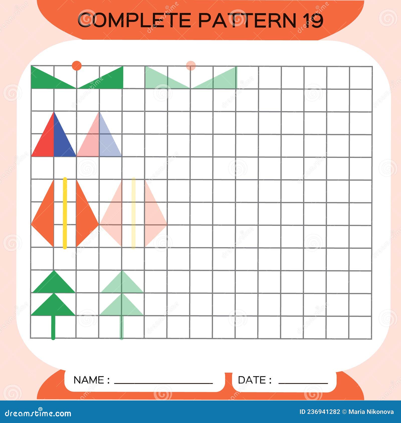 Repeat Pattern, Puzzle. Copy Picture. Special for Preschool Kids Stock ...