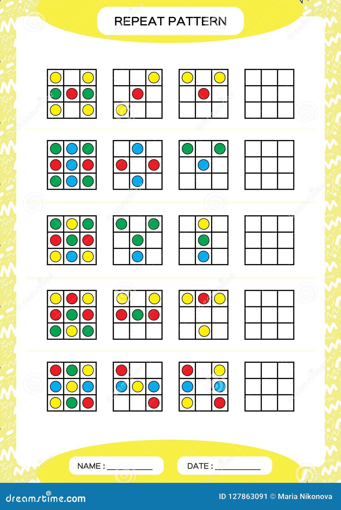 Repeat Pattern. Square with Colorfull Circles. Special for Preschool ...