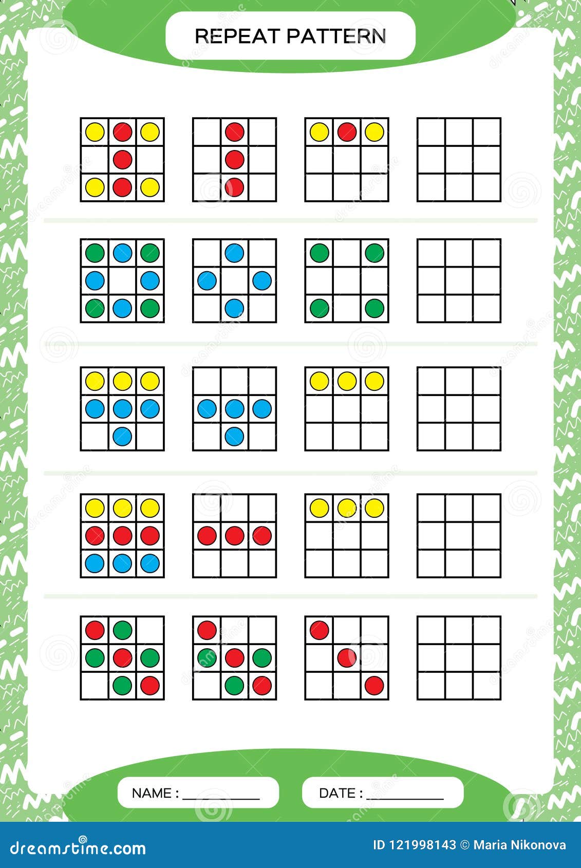 Repeat Pattern. Square with Colorfull Circles. Special for Preschool ...