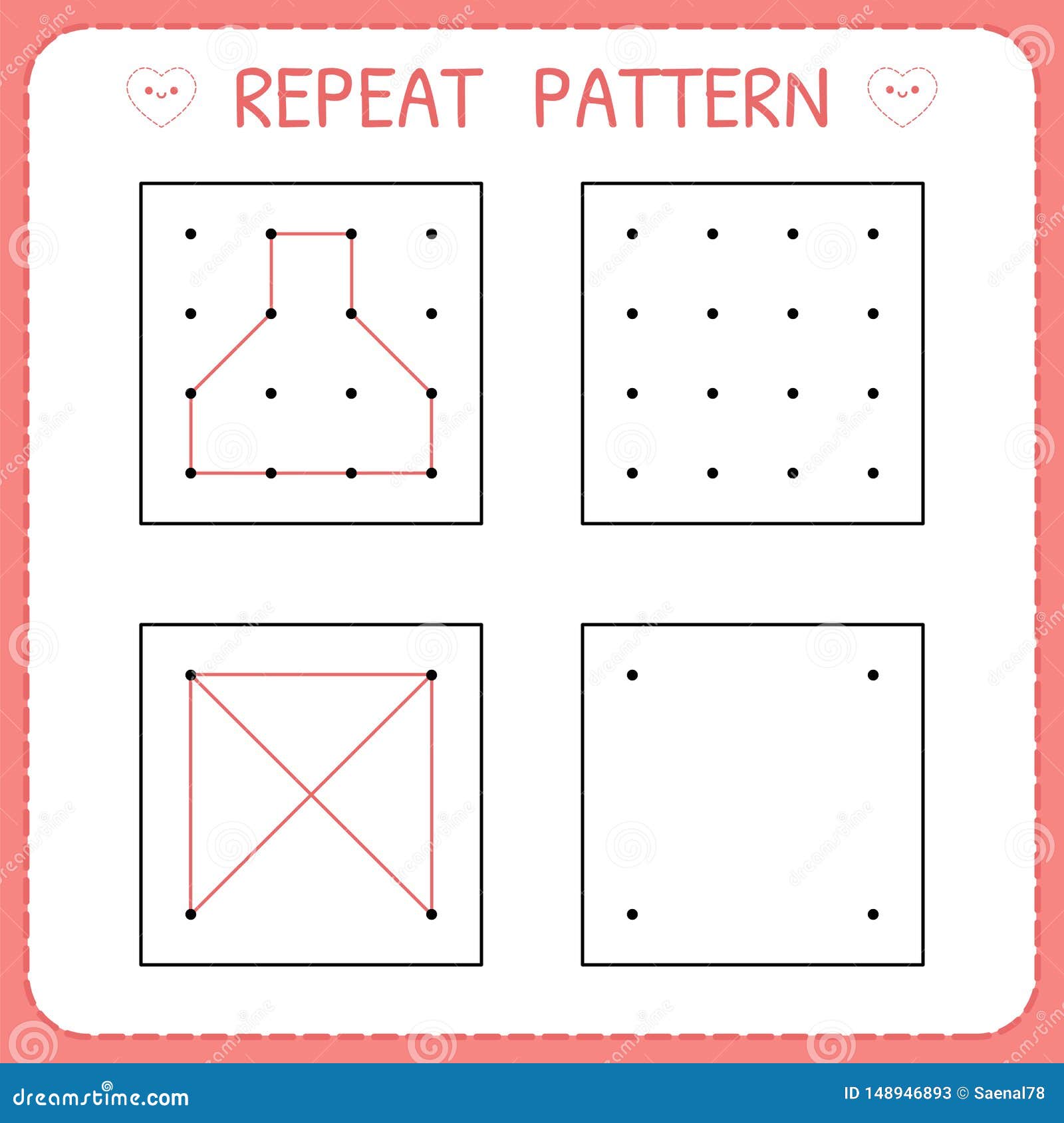 Repeat Pattern. Working Pages for Children. Kindergarten Educational ...
