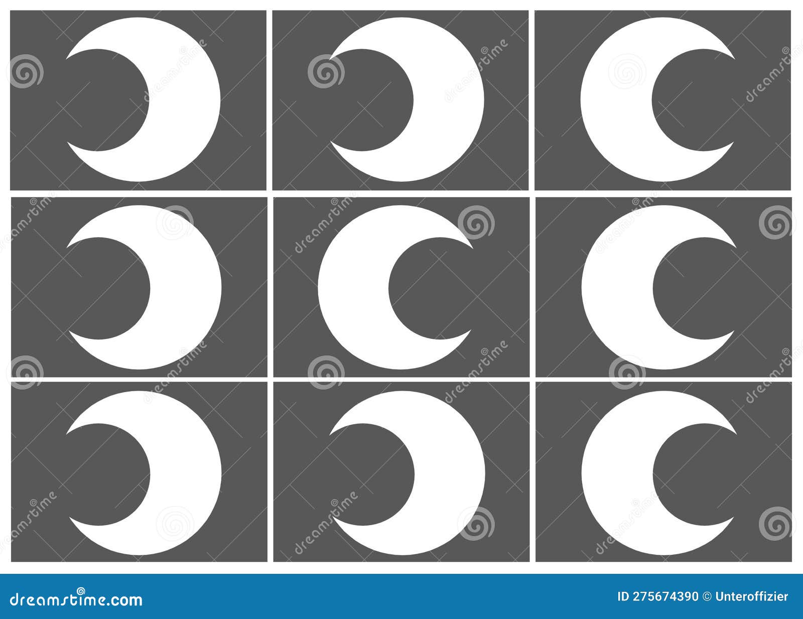 Repeat Patterns of a Crescent Moon Shape Against a Rectangular Backdrop ...