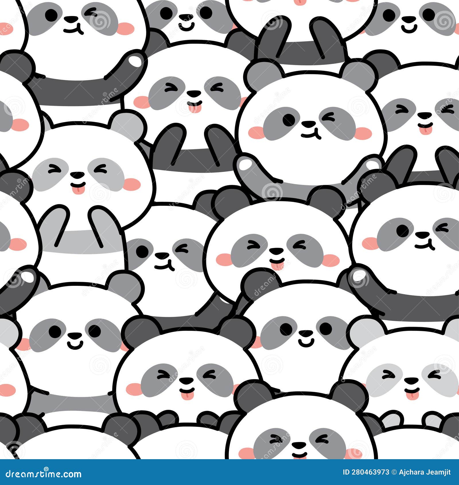 Repeat.Seamless Pattern of Cute Panda Bear Cartoon Background Stock ...