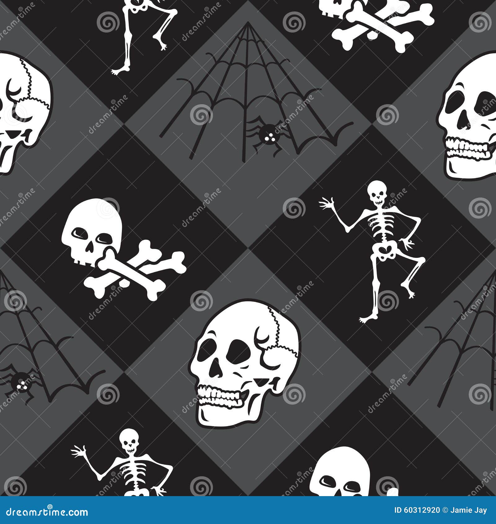 Repeat Seamless Pattern Illustration Skull and Crossbones with Spider ...