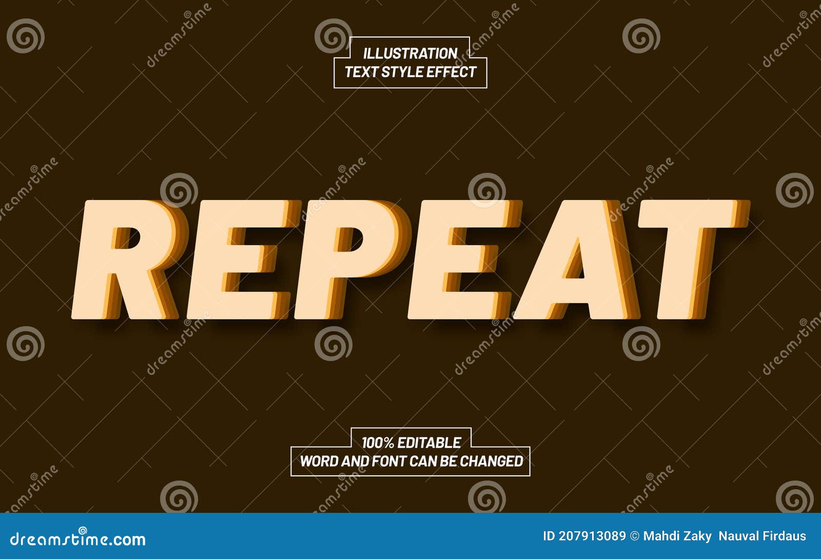 Repeat Design Text Style Effect Stock Vector - Illustration of color ...