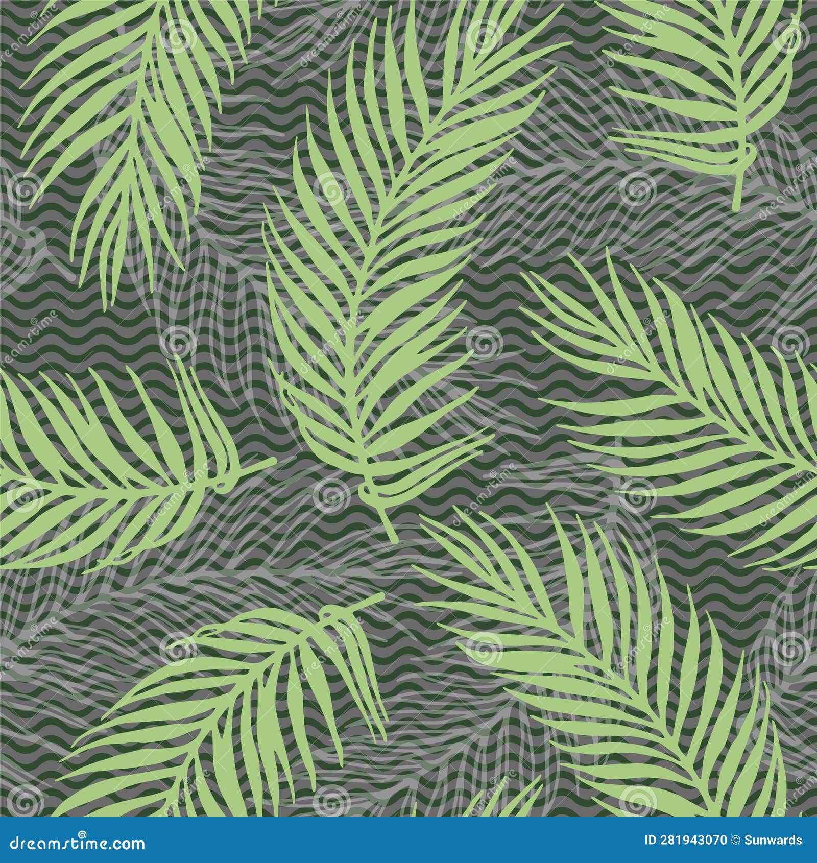 Repeat Tropical Palm Leaves Vector Pattern. Botanical Elements Over ...