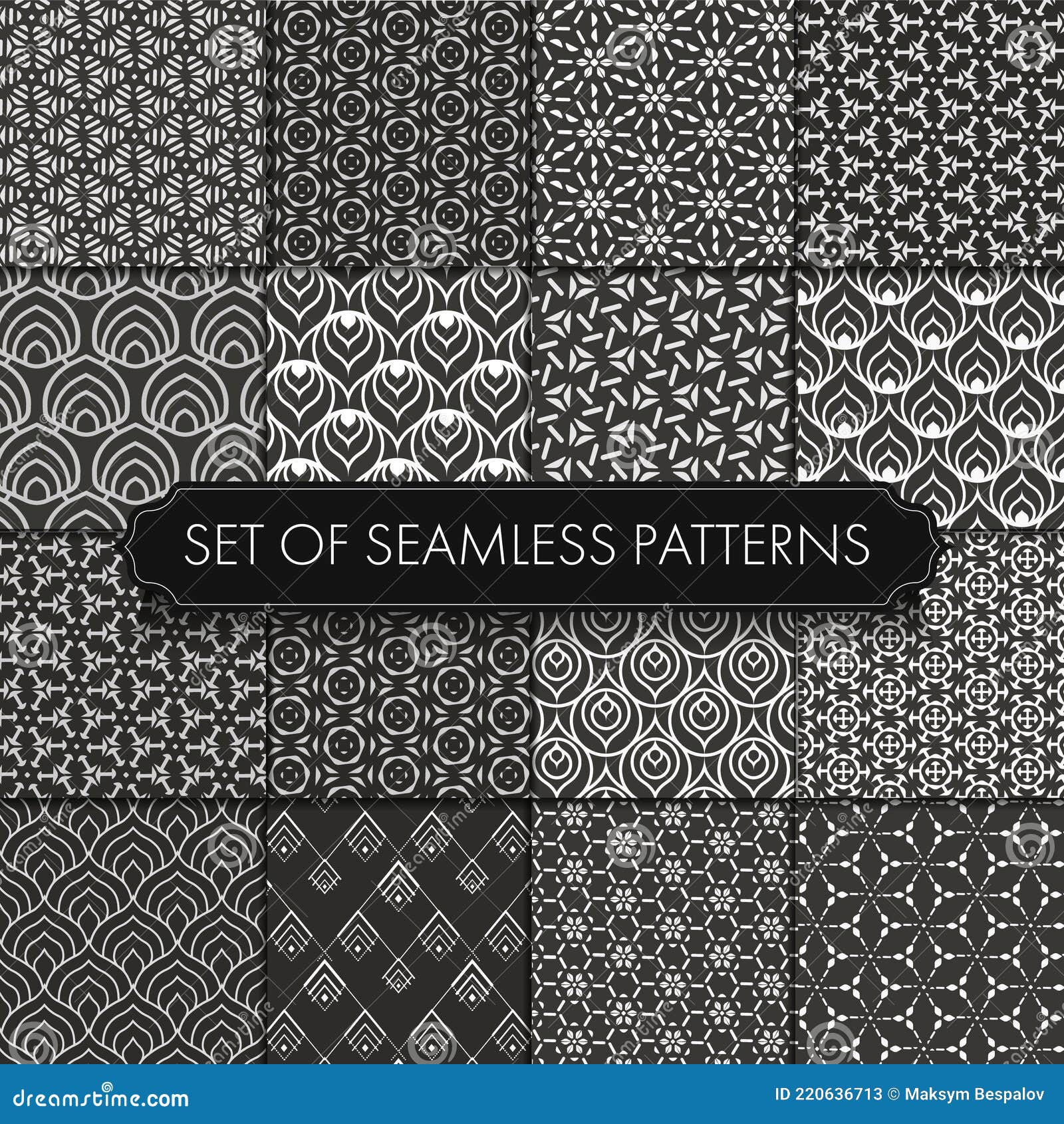 Repeat White Vector White Shapes Texture. Seamless Retro Graphic Gold ...