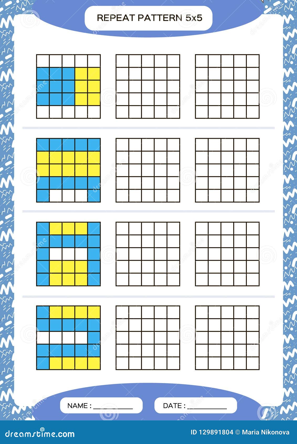 Repeat Yellow Blue Pattern. Cube Grid with Squares. Special for ...