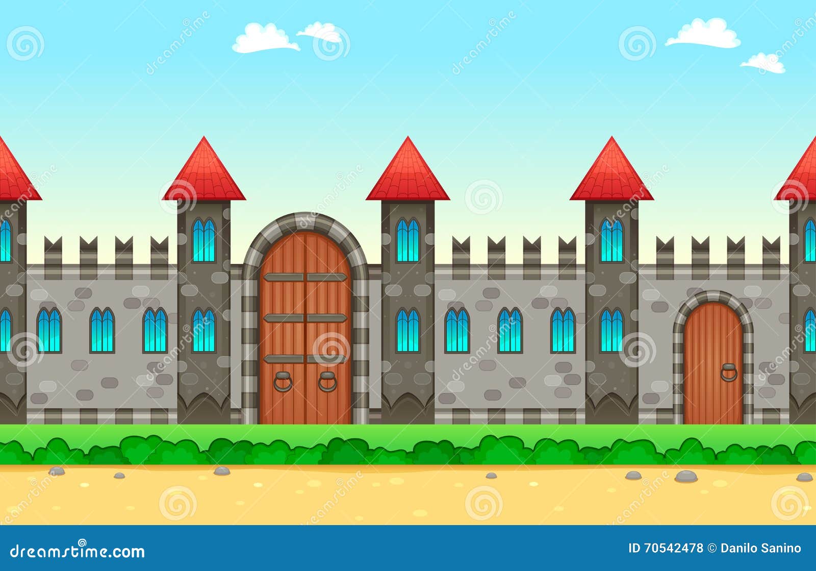 Repeatable Castle on the Sides Stock Vector - Illustration of landscape ...