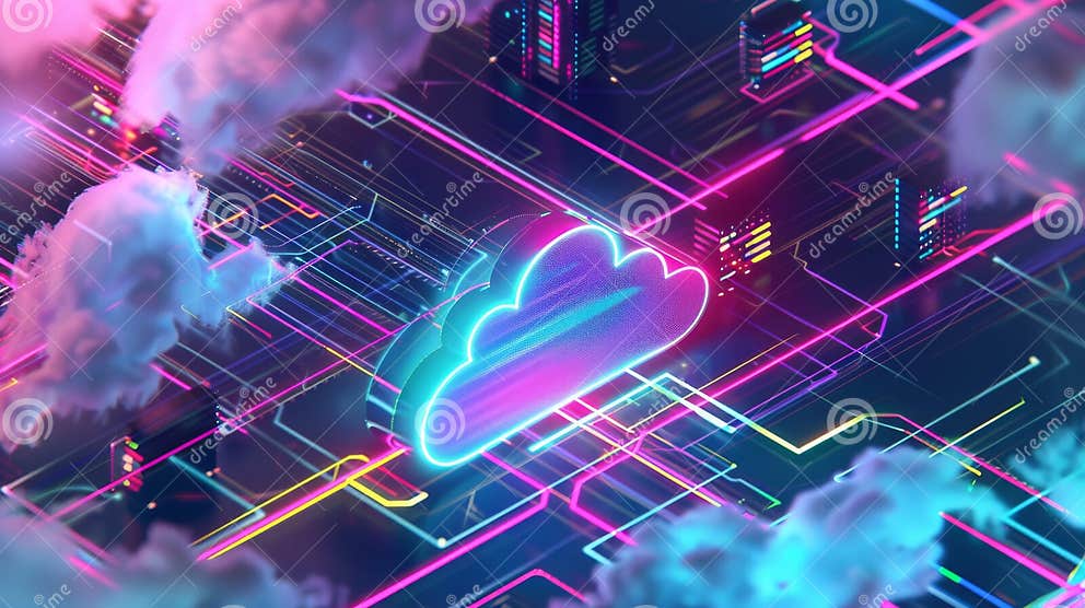 Repeatable Layout Featuring Cloud Server Graphic Stock Illustration ...