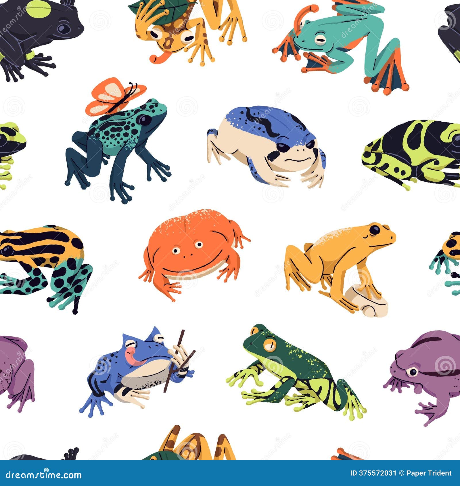 Toads Set. Set Of Different Watercolor Toads: Blue, Red, Yellow Royalty ...