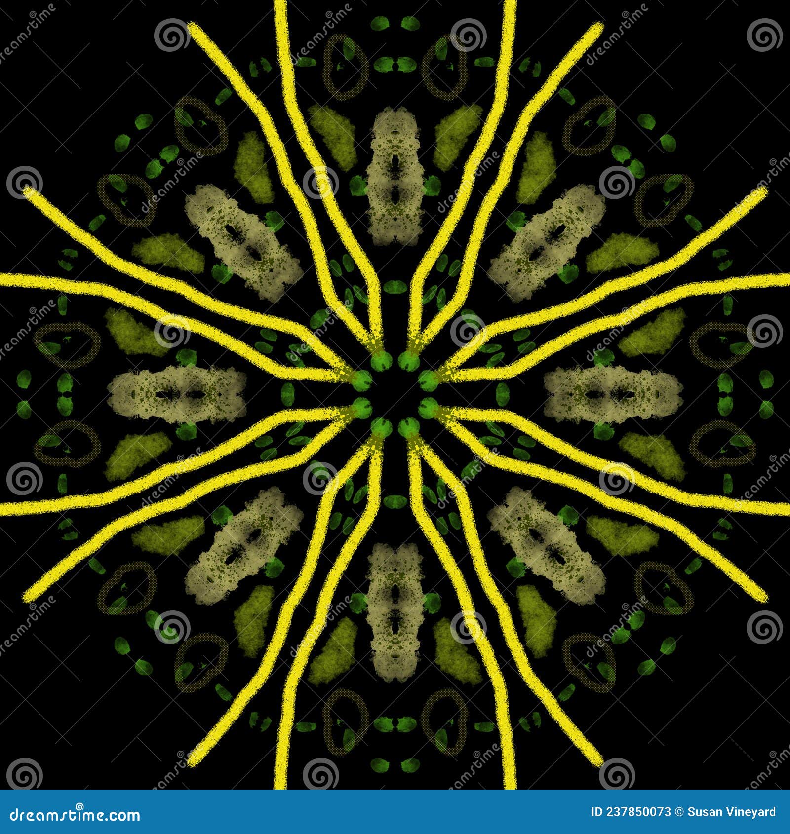 Repeatable Pattern - Mandela in Yellows and Greens on Black - Seamless ...