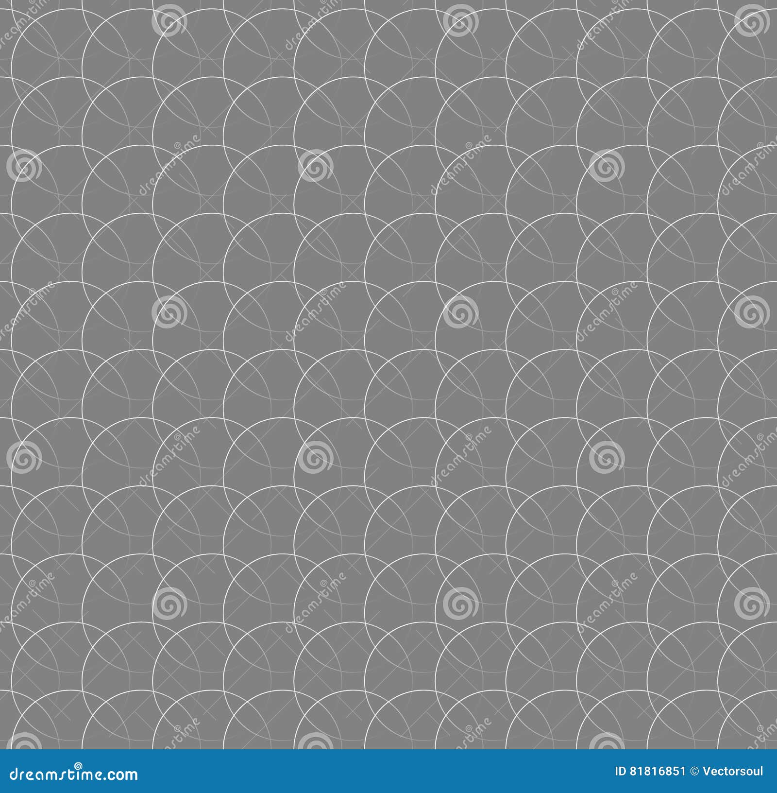 Repeatable Pattern W/ Interlocking Circles, Rings. Regular Monochrome ...