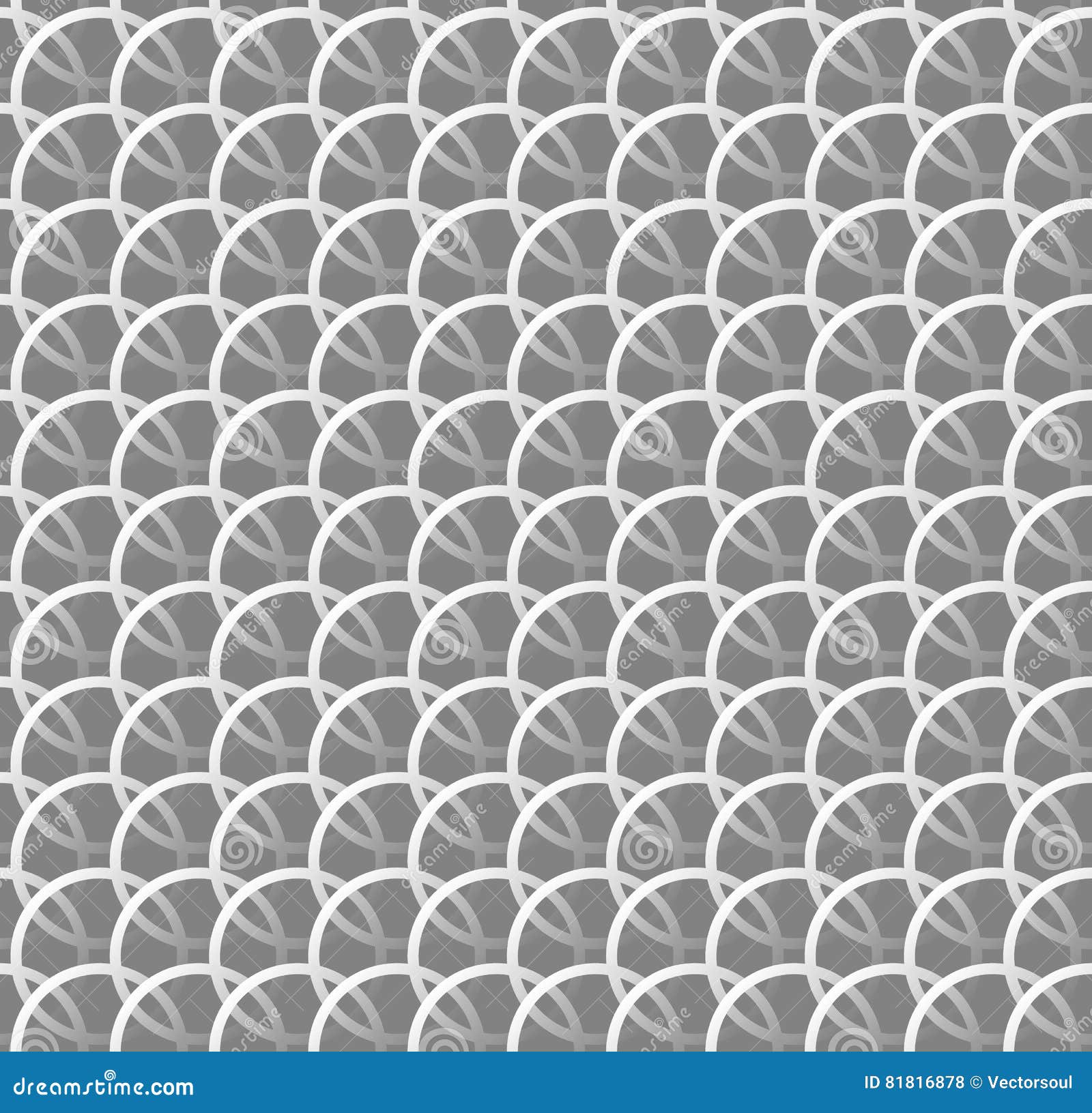 Repeatable Pattern W/ Interlocking Circles, Rings. Regular Monochrome ...