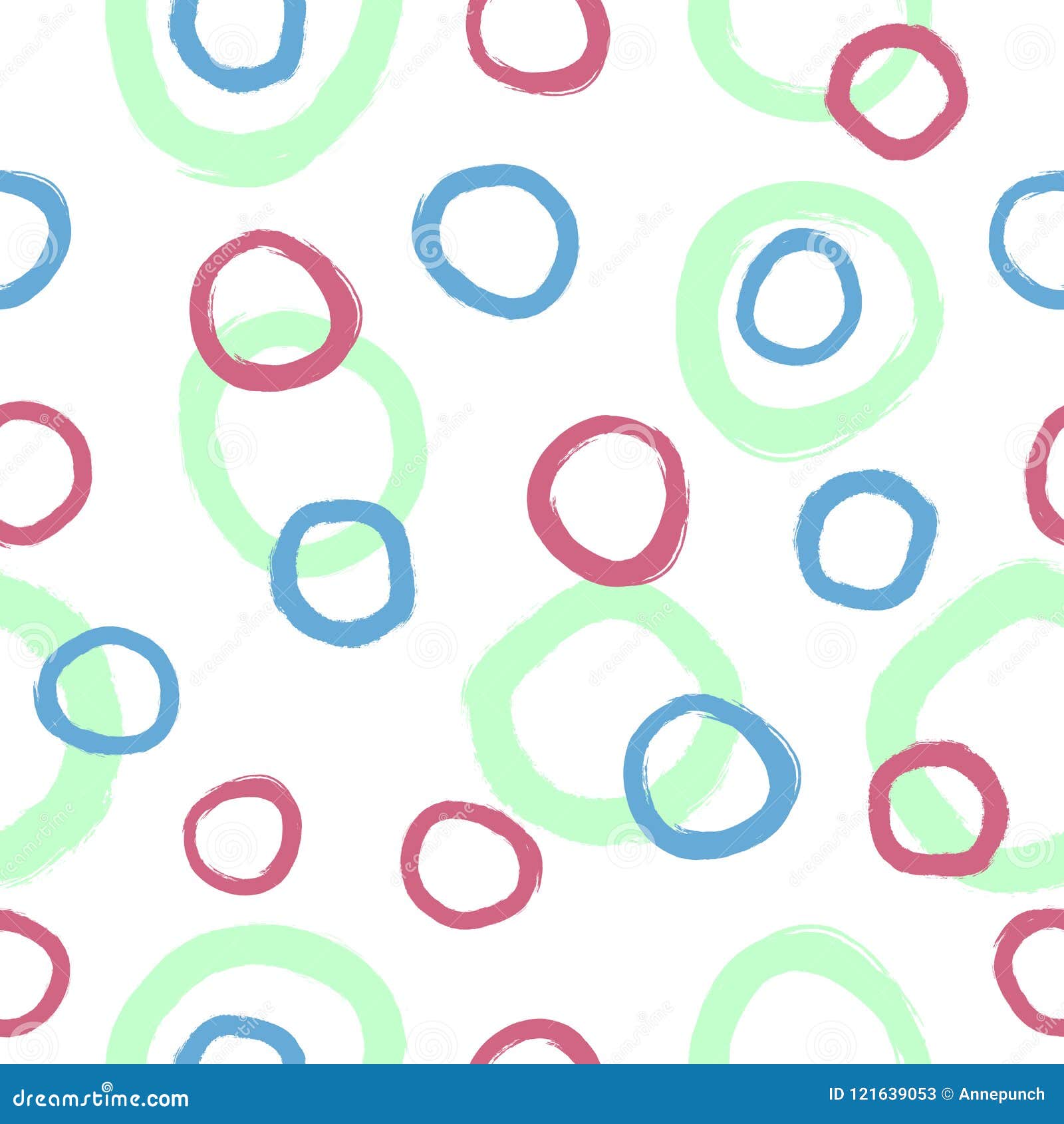 Repeated Circles Painted with Rough Brush. Simple Geometric Seamless ...