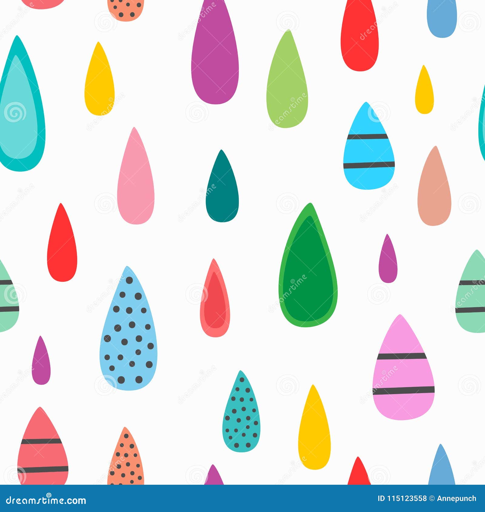 Repeated Colored Raindrops. Cute Seamless Pattern with Rain Drops Stock ...