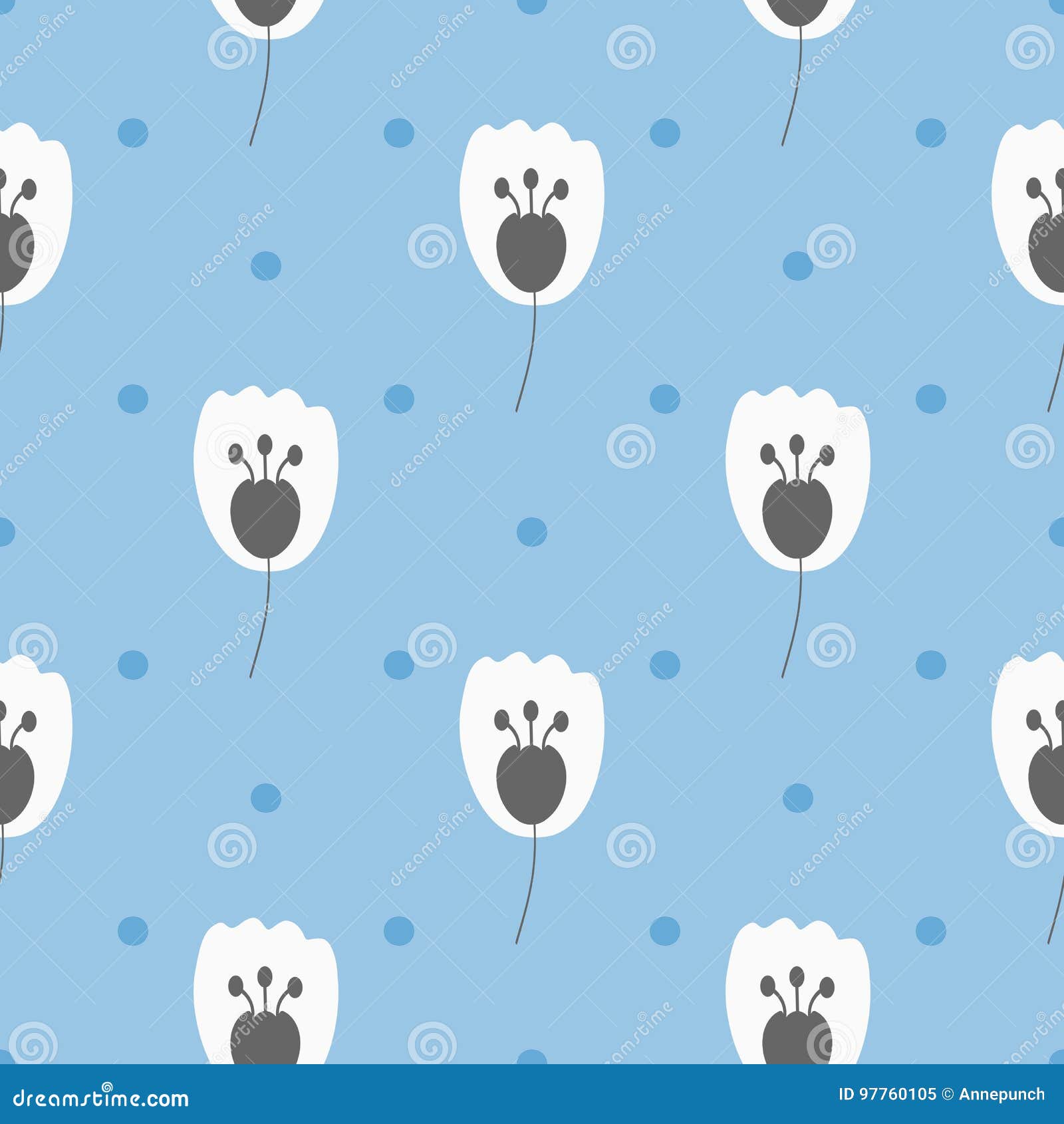 Repeated Flowers and Circles. Cute Seamless Pattern. Drawn by Hand ...