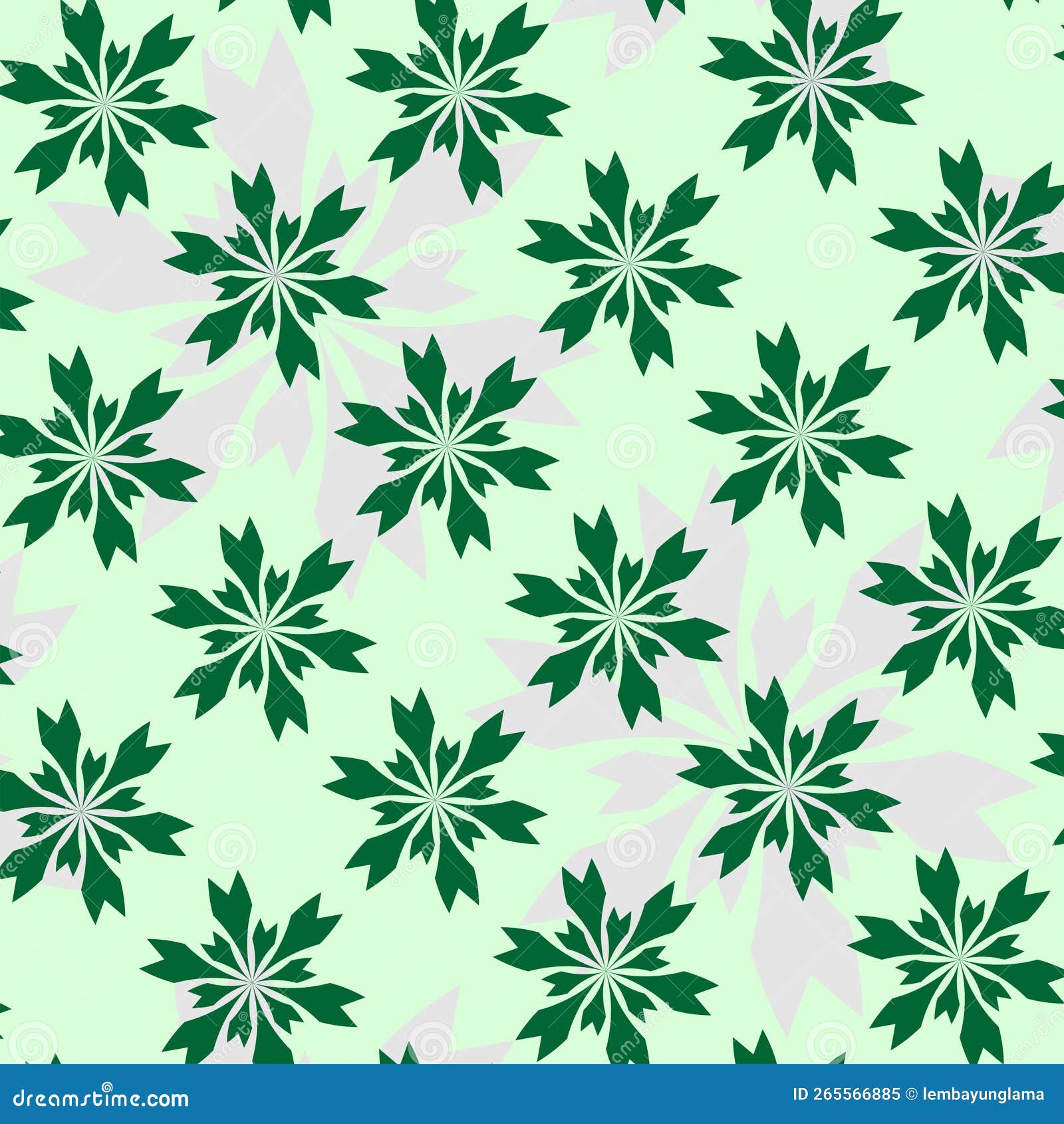 Repeated Green Abstract Flower Simple Flat Pattern Design Stock Vector ...