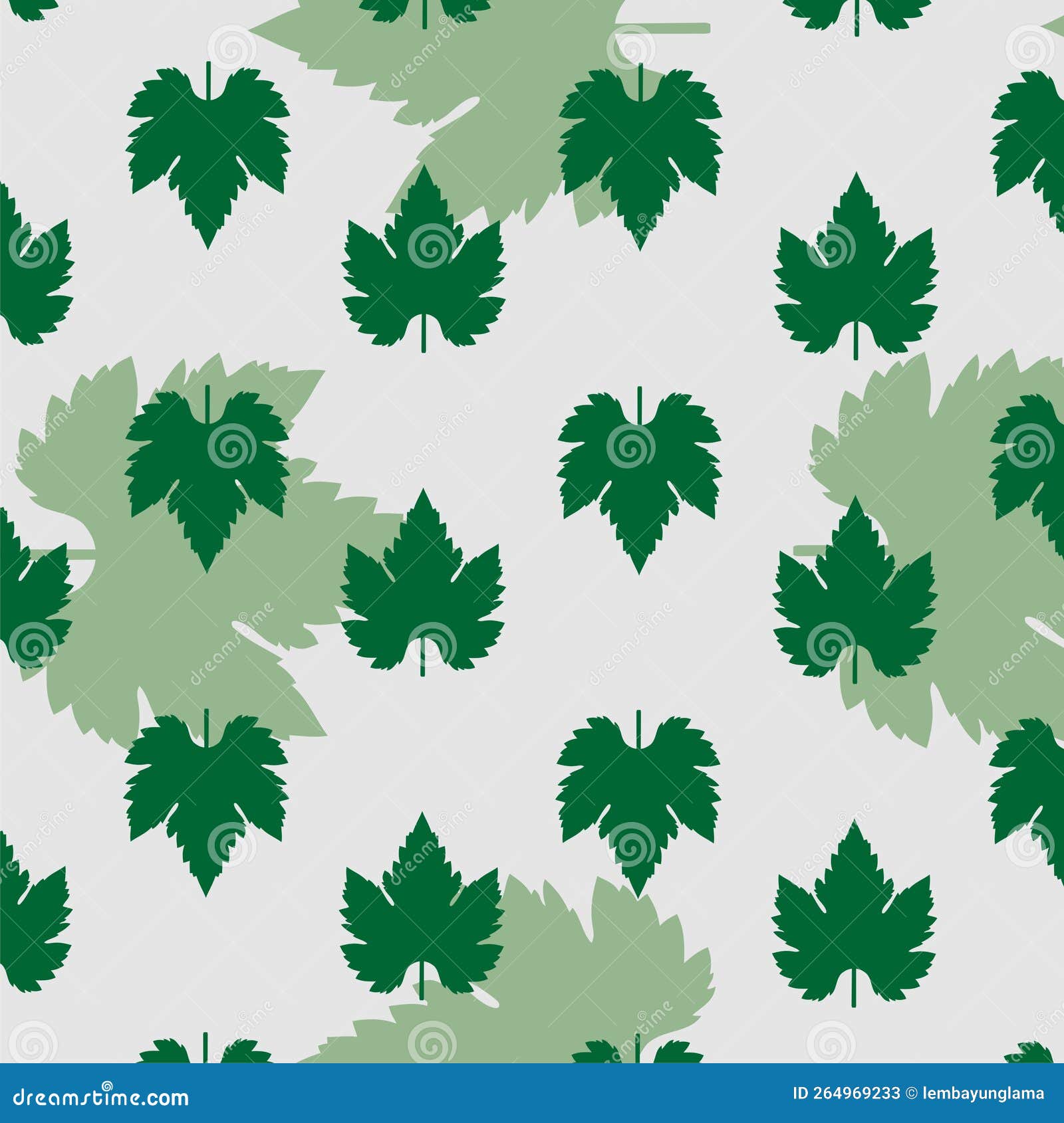 Repeated Green Grape Leaves Flat Pattern Vector Design Stock Vector ...