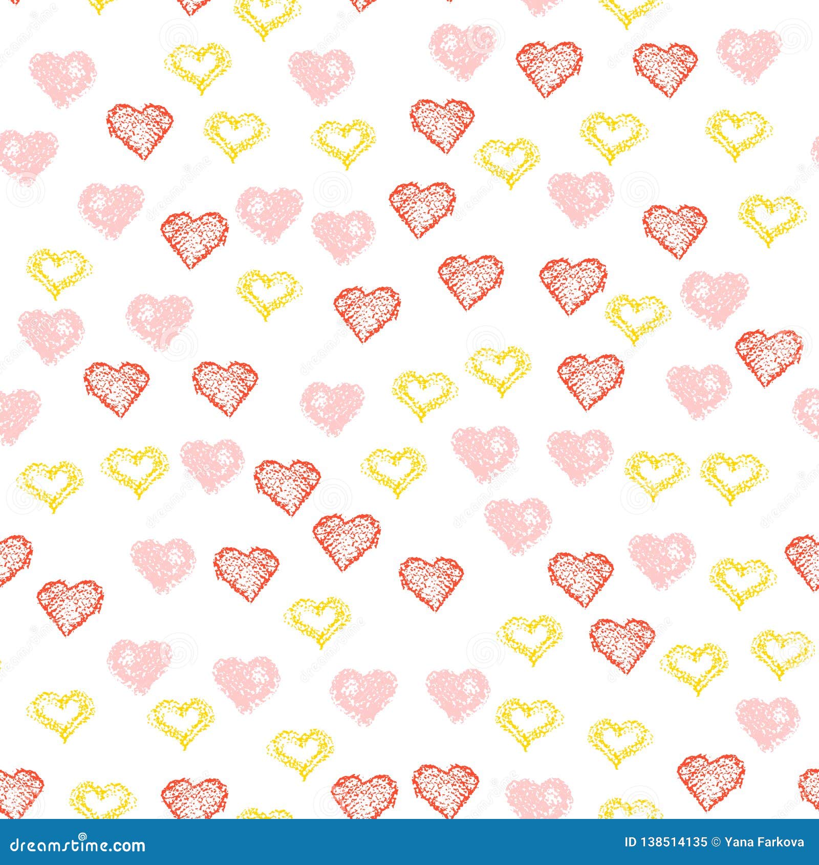Repeated Hearts Drawn by Hand. Cute Seamless Pattern. Endless Romantic ...