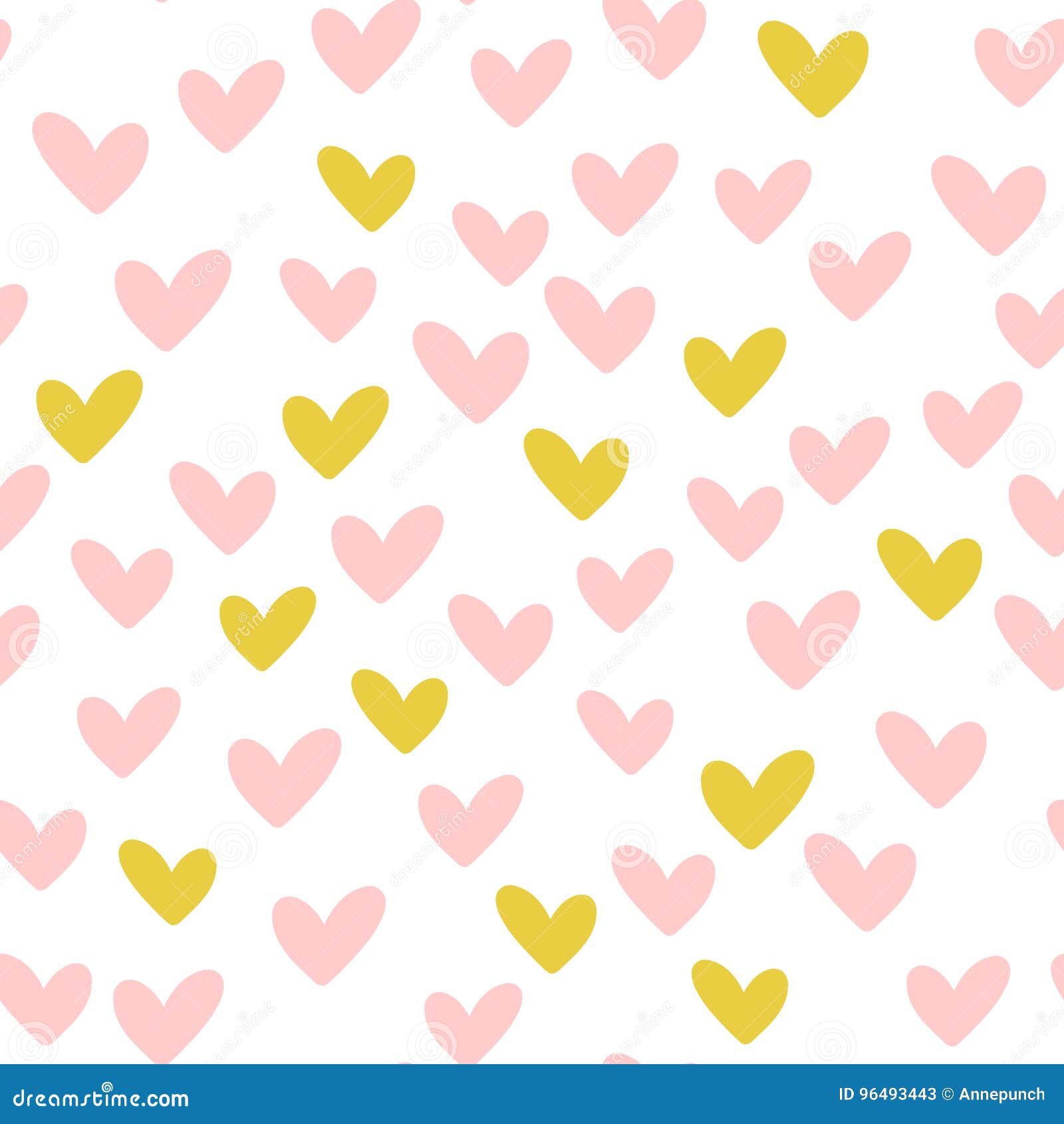 Repeated Hearts. Drawn by Hand. Romantic Seamless Pattern Stock Vector ...
