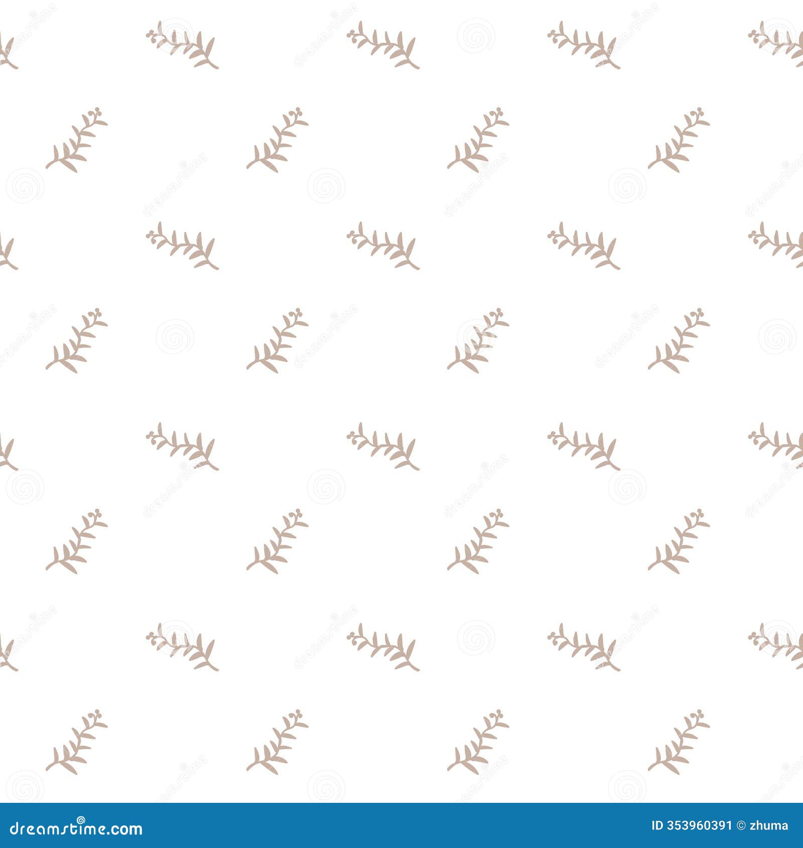 Repeated Minimalist Leaf Pattern Design in Soft Brown on White ...