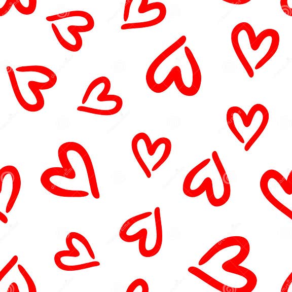 Repeated Outlines of Hearts Drawn by Hand. Romantic Seamless Pattern ... Repeated Outlines of Hearts Drawn by Hand. Romantic Seamless Pattern ...